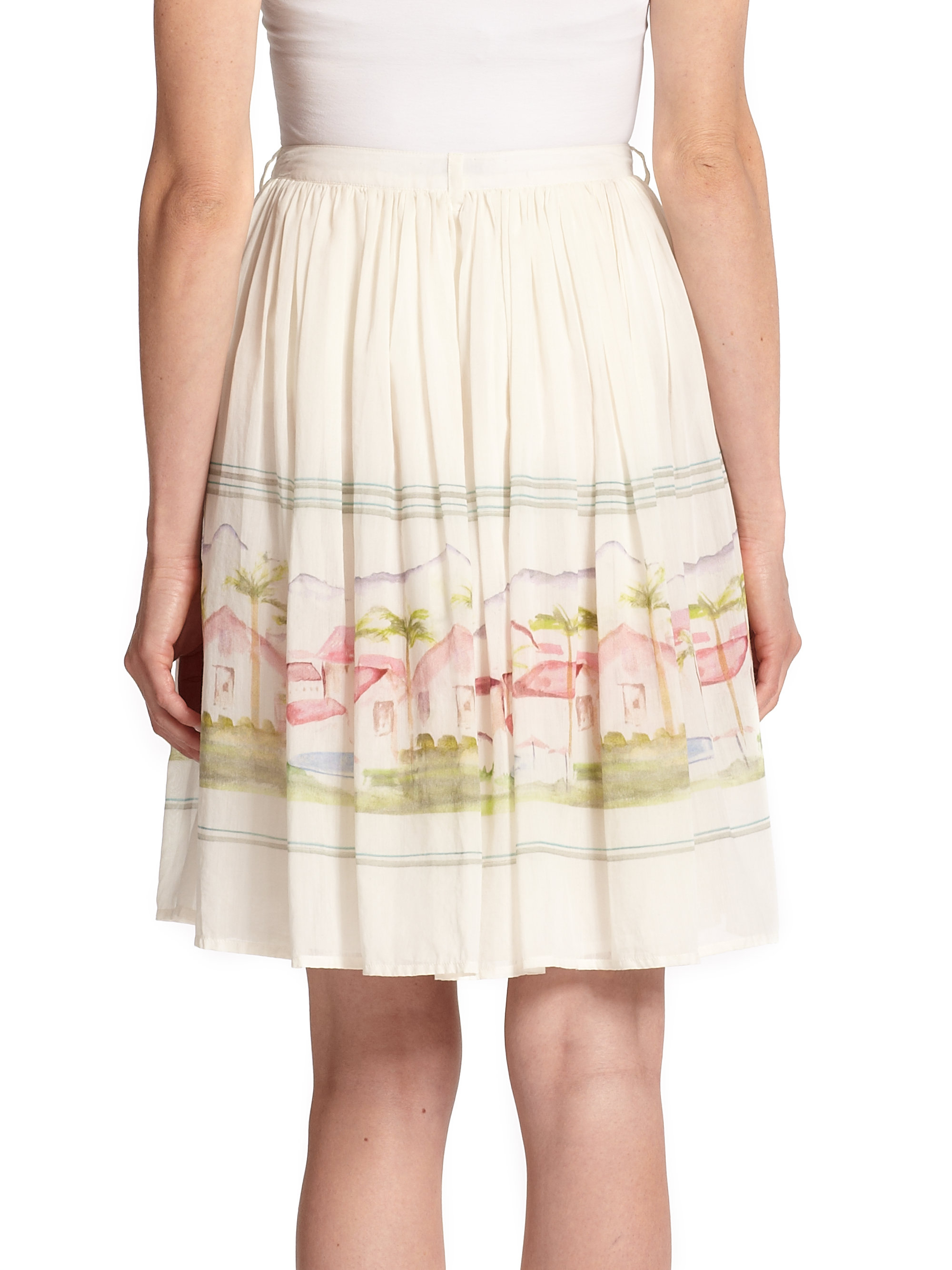 Joie Sacha Printed Cotton & Silk Skirt in Natural - Lyst
