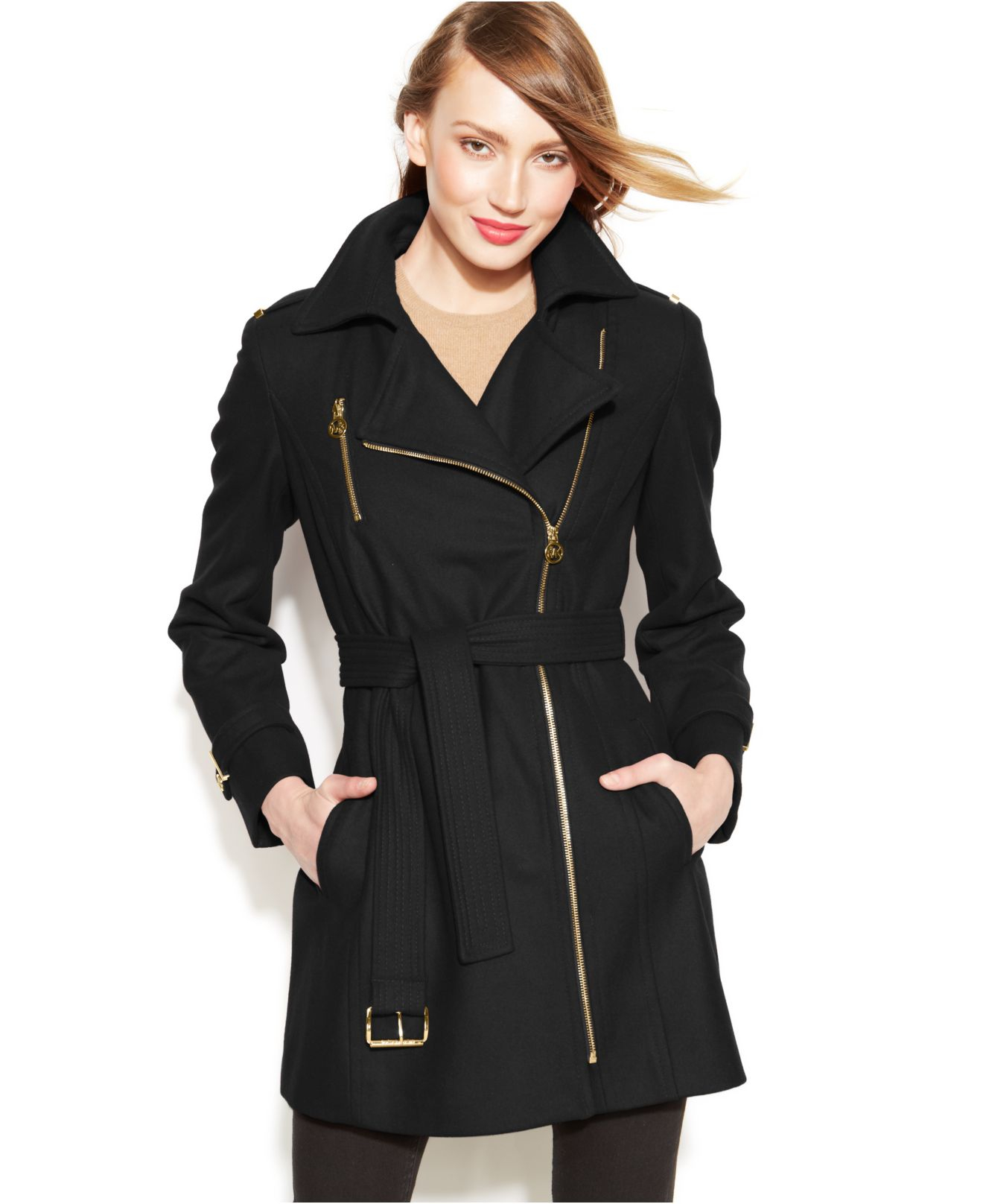 Michael kors petite asymmetrical belted coat store