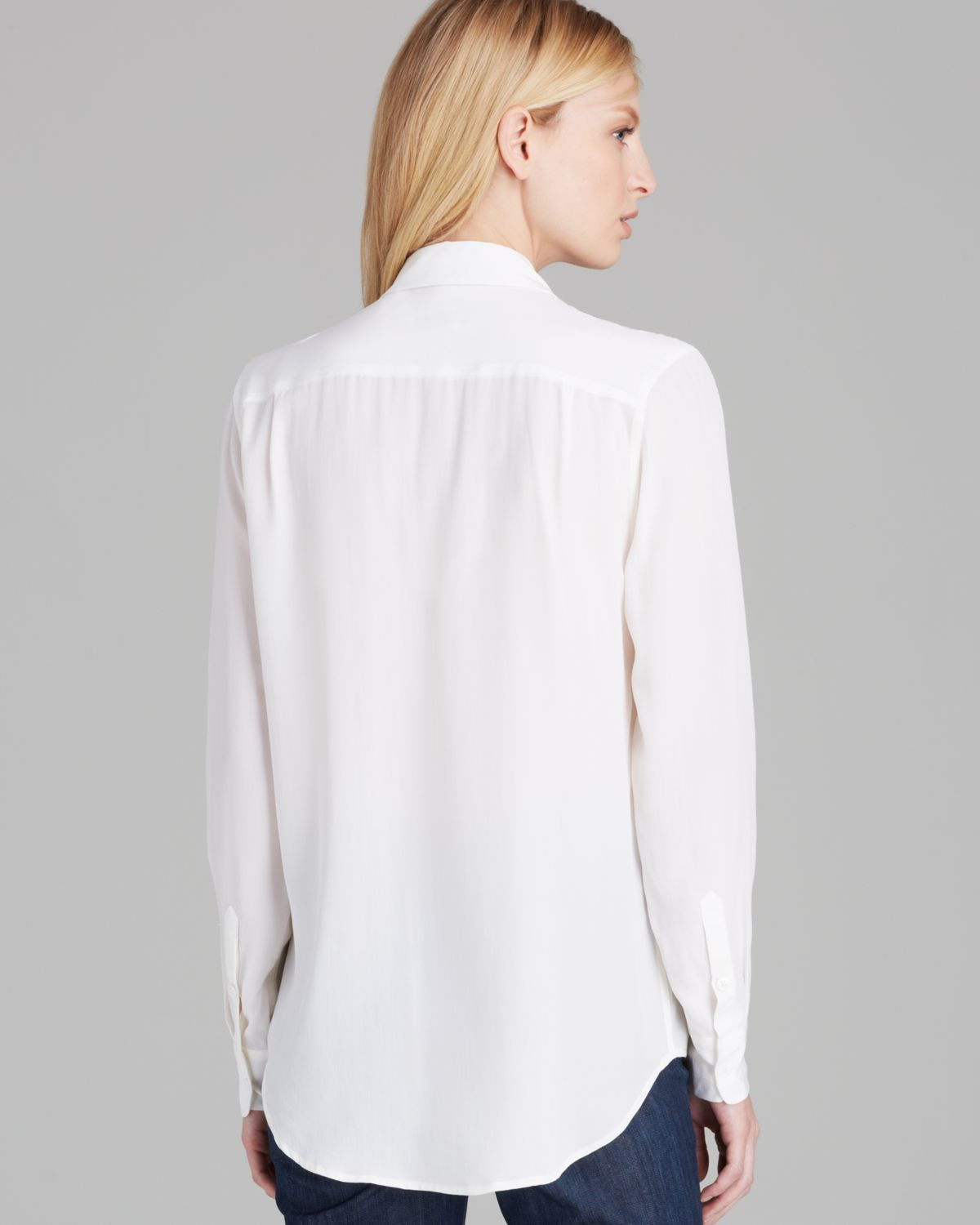 Equipment Blouse Reese Jewel Collar Silk in Bright White (White) - Lyst