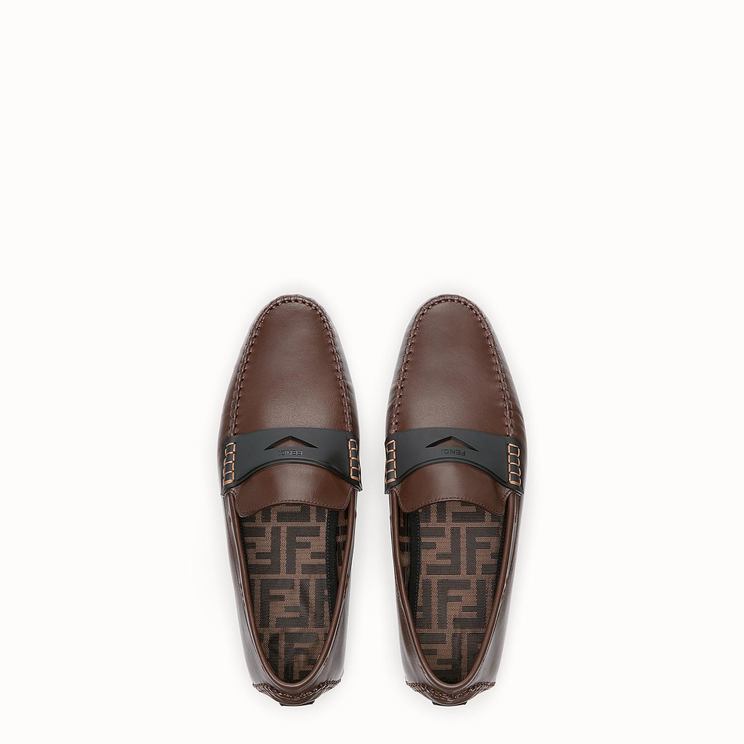 Fendi Leather Loafers in Brown for Men - Lyst