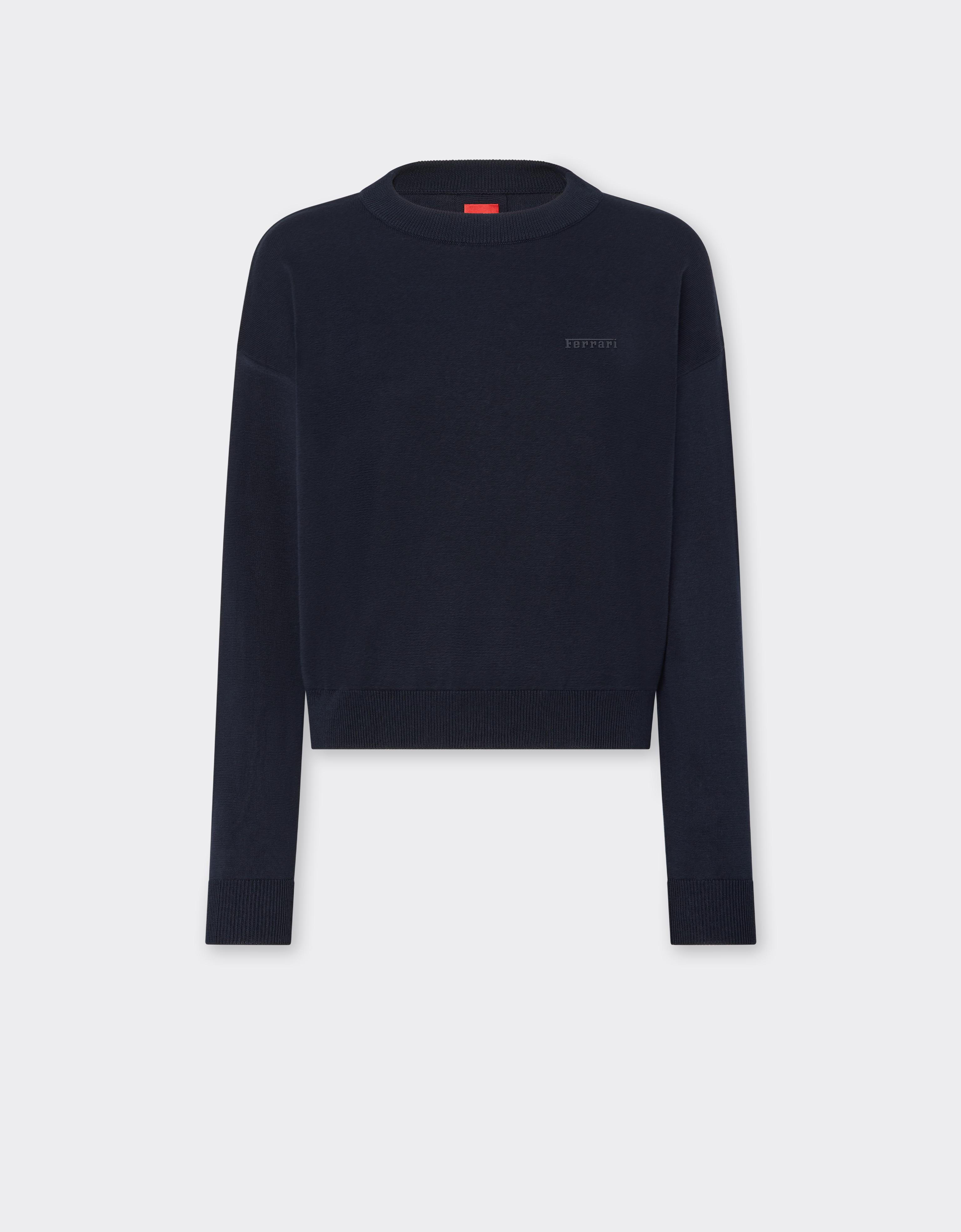 Ferrari Cotton And Silk Jumper With Logo in Blue | Lyst UK