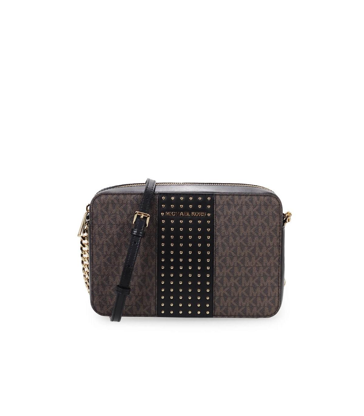 Michael Kors Jet Set Crossbody Brown Logo Monogrammed | semashow.com