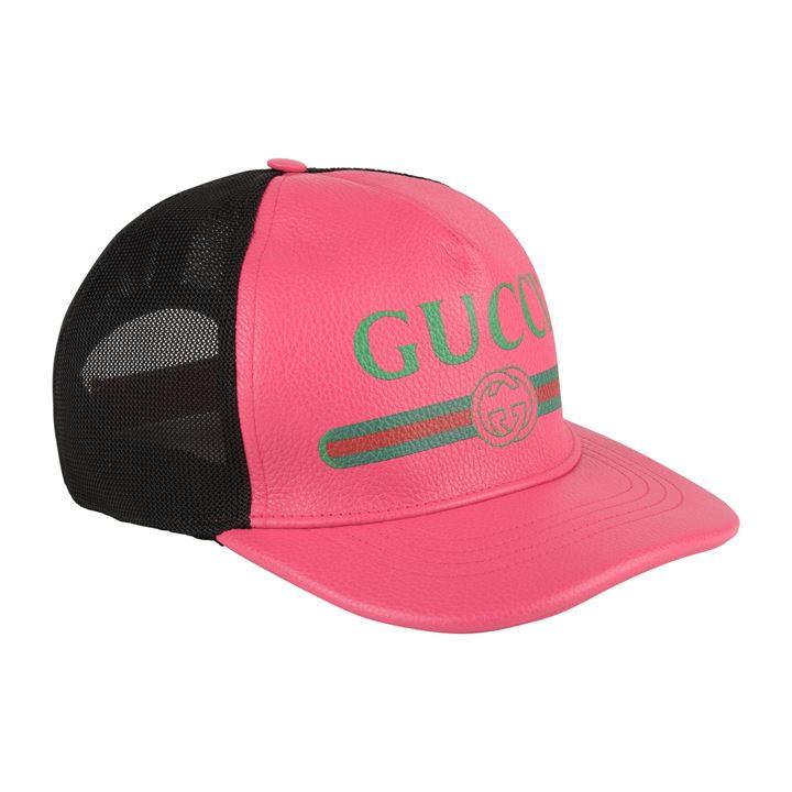 Gucci Leather Fake Logo Cap in Fuchsia (Pink) - Save 39% - Lyst