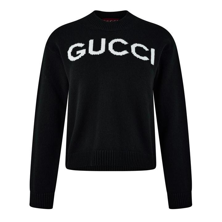 Gucci Wool Jumper With Intarsia Logo in Black | Lyst UK