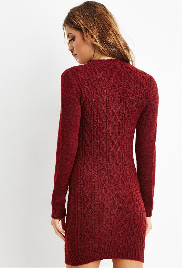 Buy Knit Dress Burgundy In Stock
