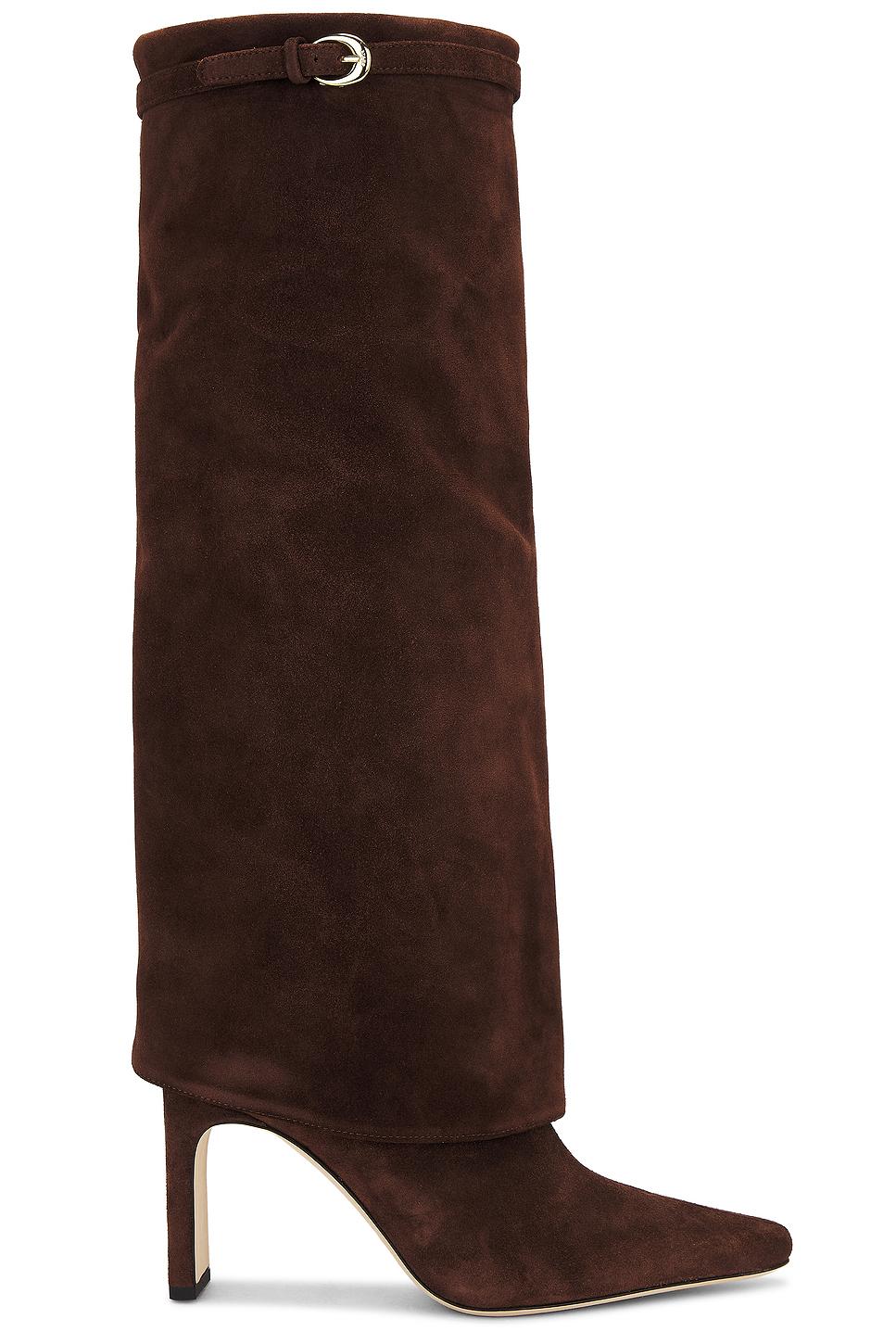 STAUD Wally Foldover High Heel Boot in Brown | Lyst