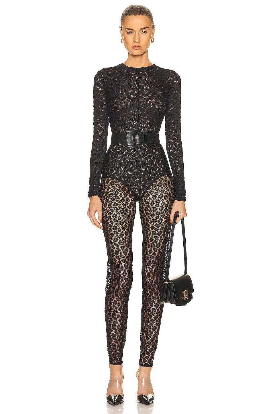 Alaïa Leopard Catsuit in Black | Lyst