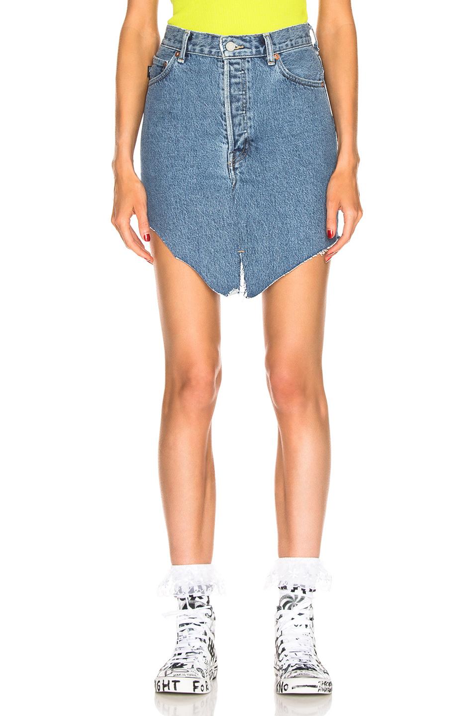 Vetements Side Cut Denim Skirt in Blue - Lyst