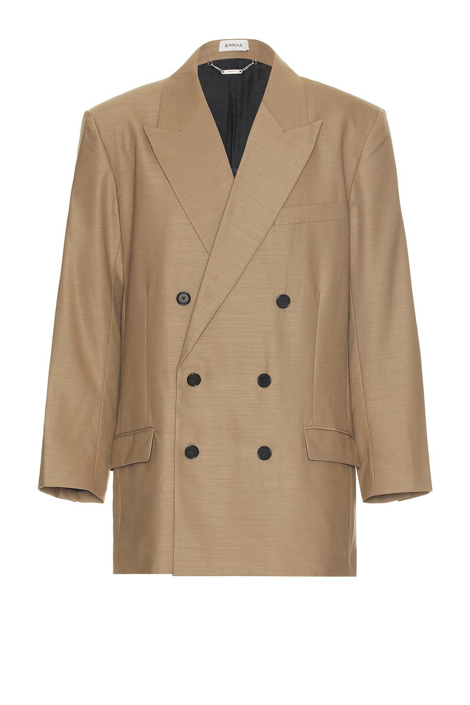 Jonathan Simkhai George Oversized Double Breasted Jacket in Brown for Men | Lyst