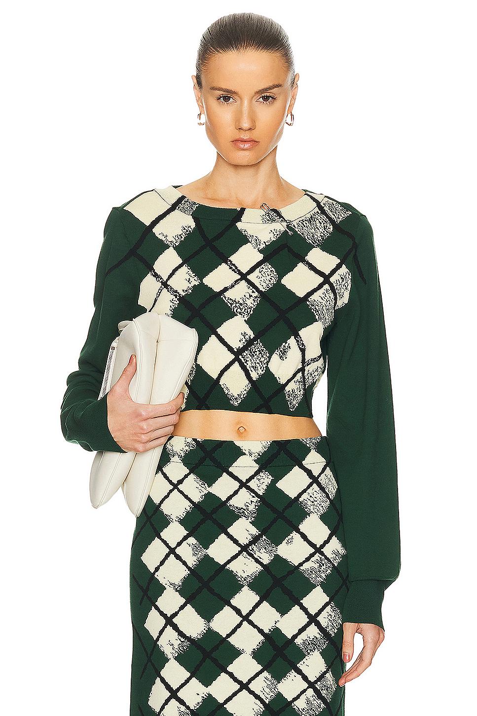 Burberry Crop Sweater in Green | Lyst