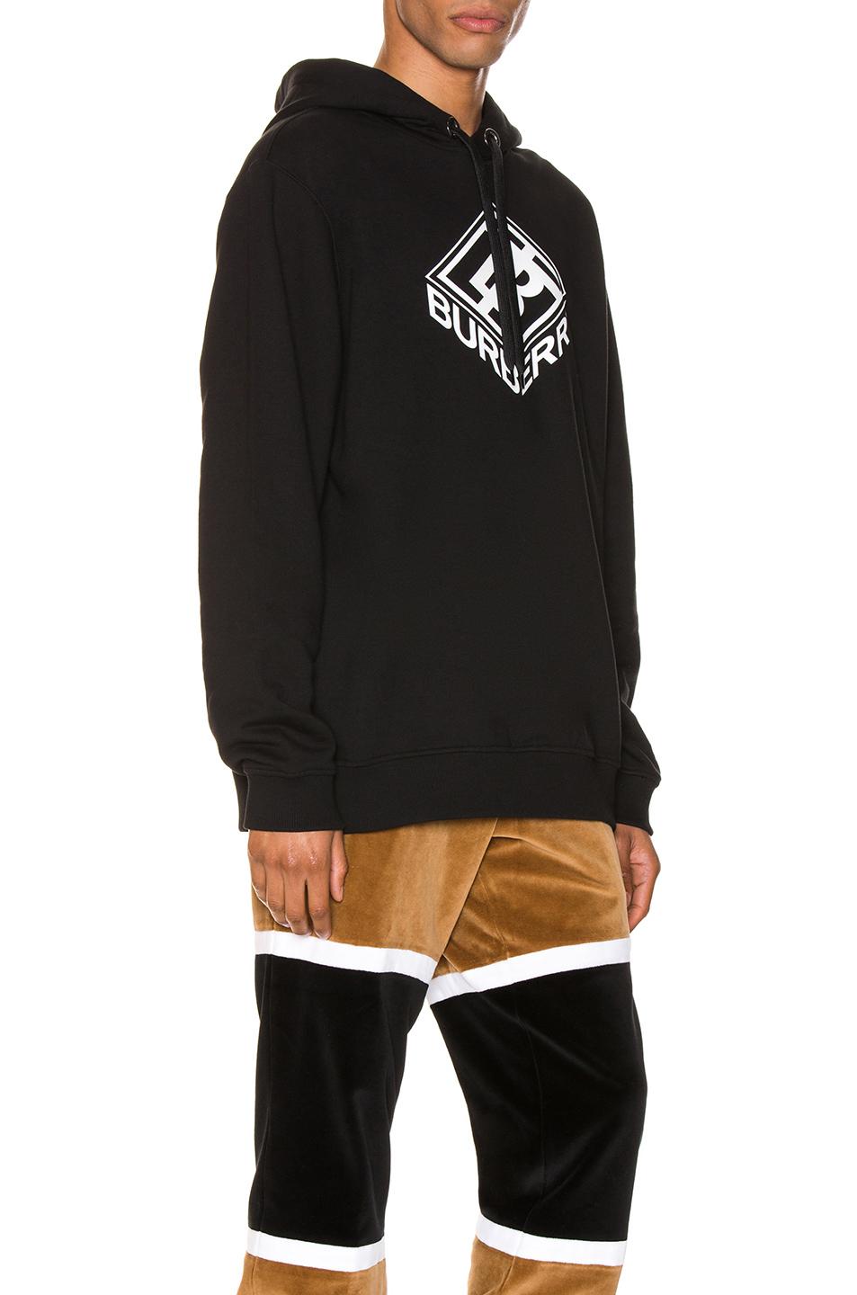 Burberry Cotton Logo Hoodie in Black for Men - Lyst