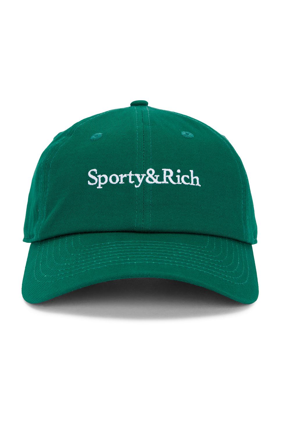 Sporty & Rich Serif Logo Embroidered Hat in Green | Lyst