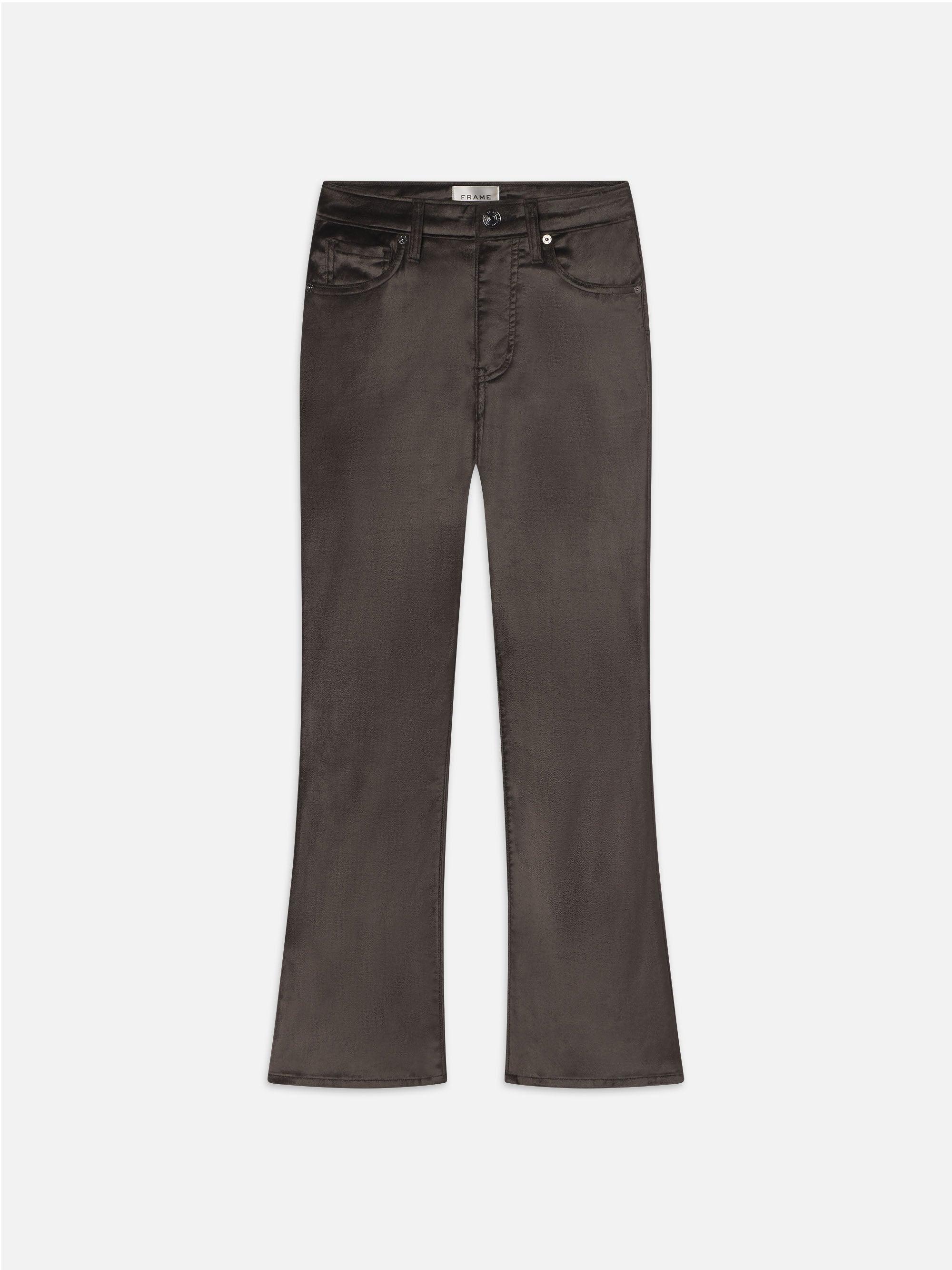 FRAME Le Crop Mini Boot Velvet in Gray | Lyst