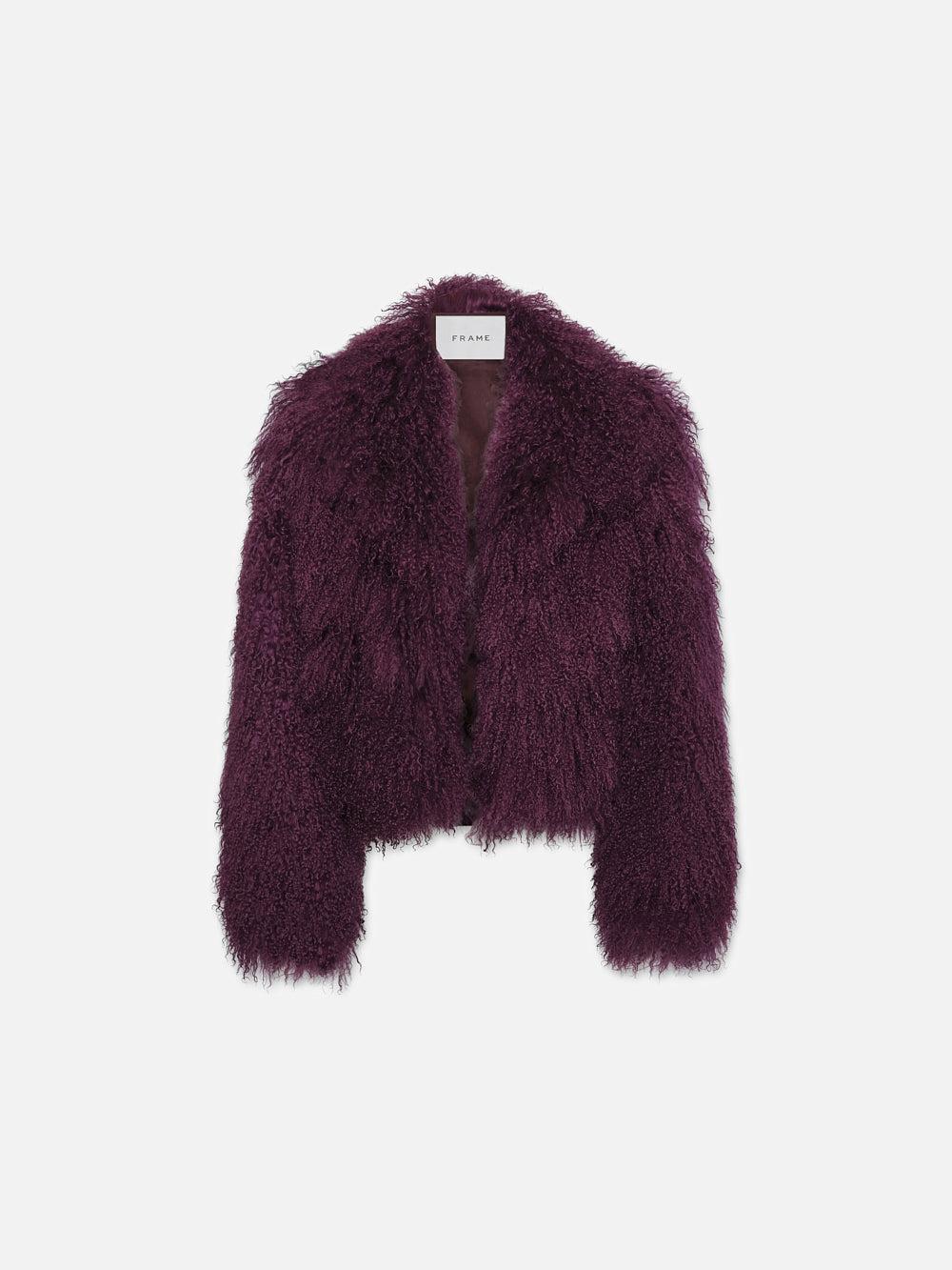 FRAME Shaggy Shearling Coat in Purple | Lyst