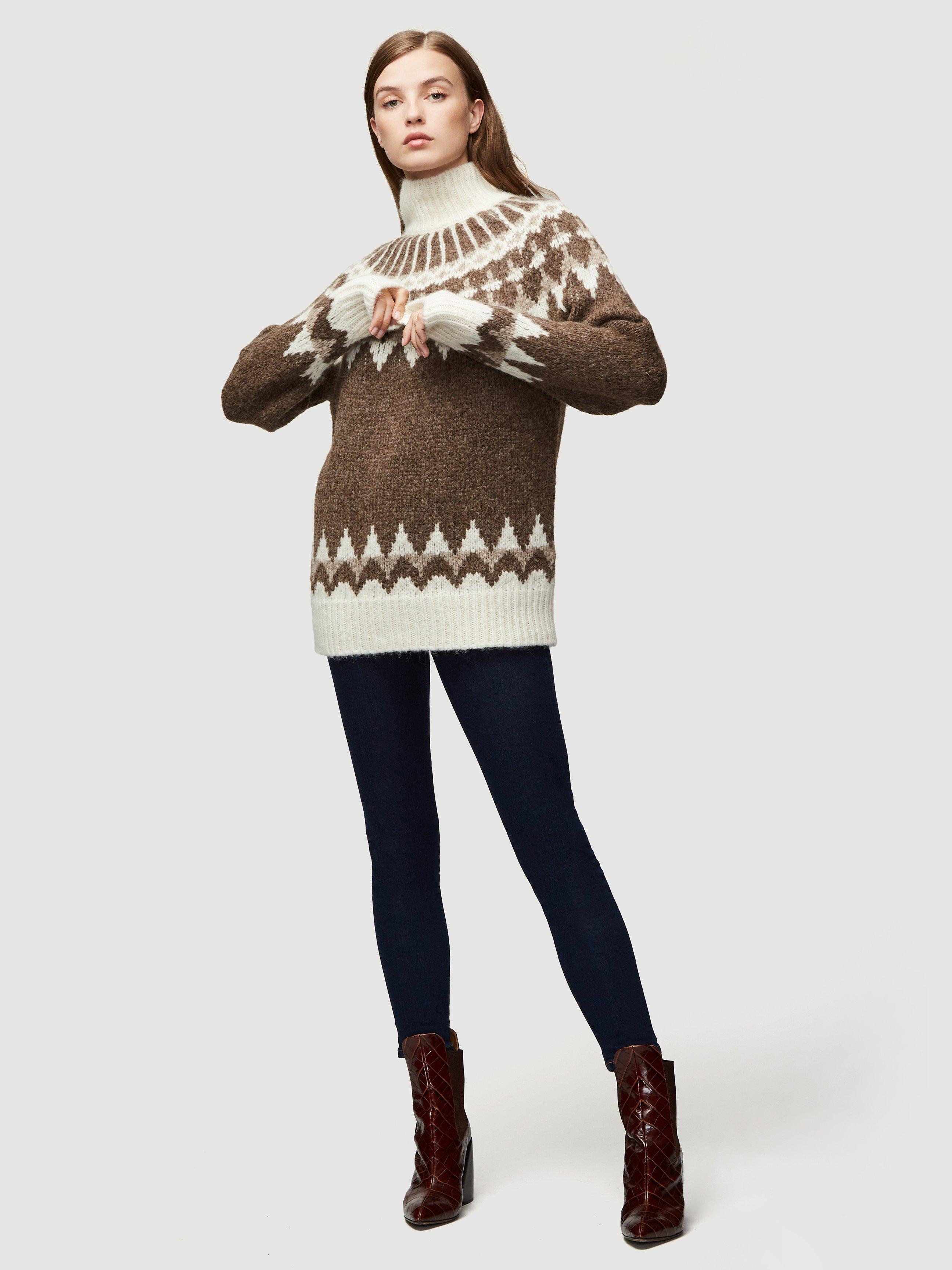 FRAME Denim Alpaca Fair Isle Mock Neck Sweater - Lyst