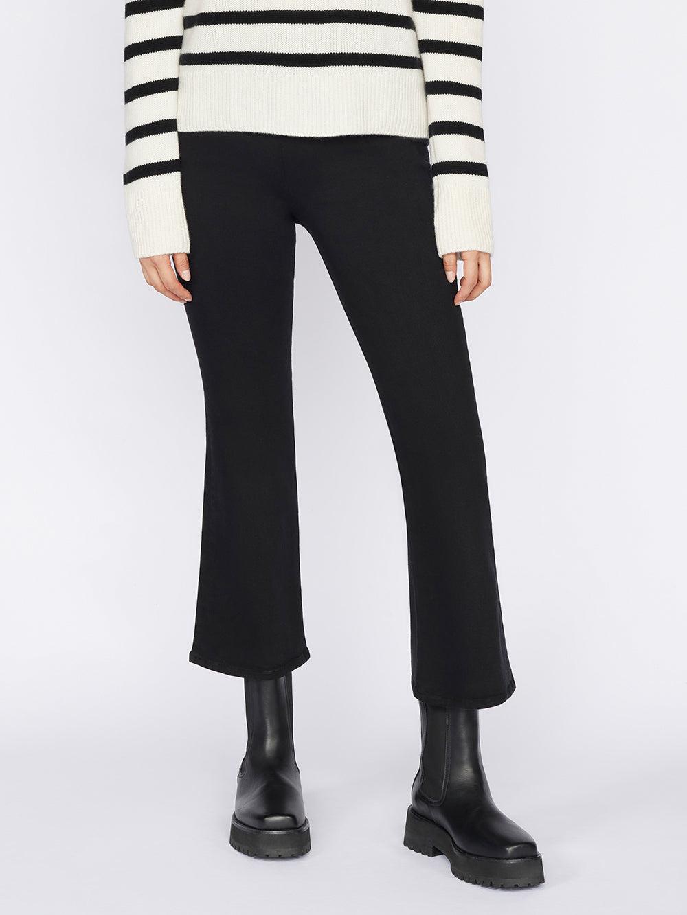 FRAME Jet Set Crop Mini Boot Jeans in Black | Lyst