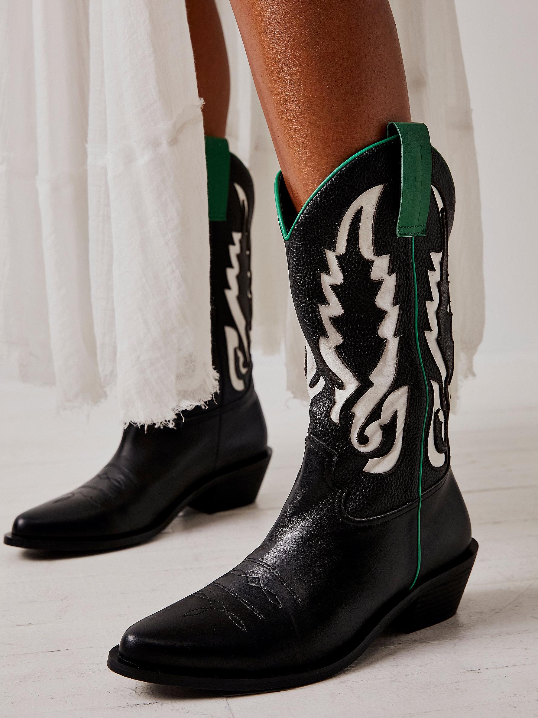 Black Cowboy Lace Up Boots