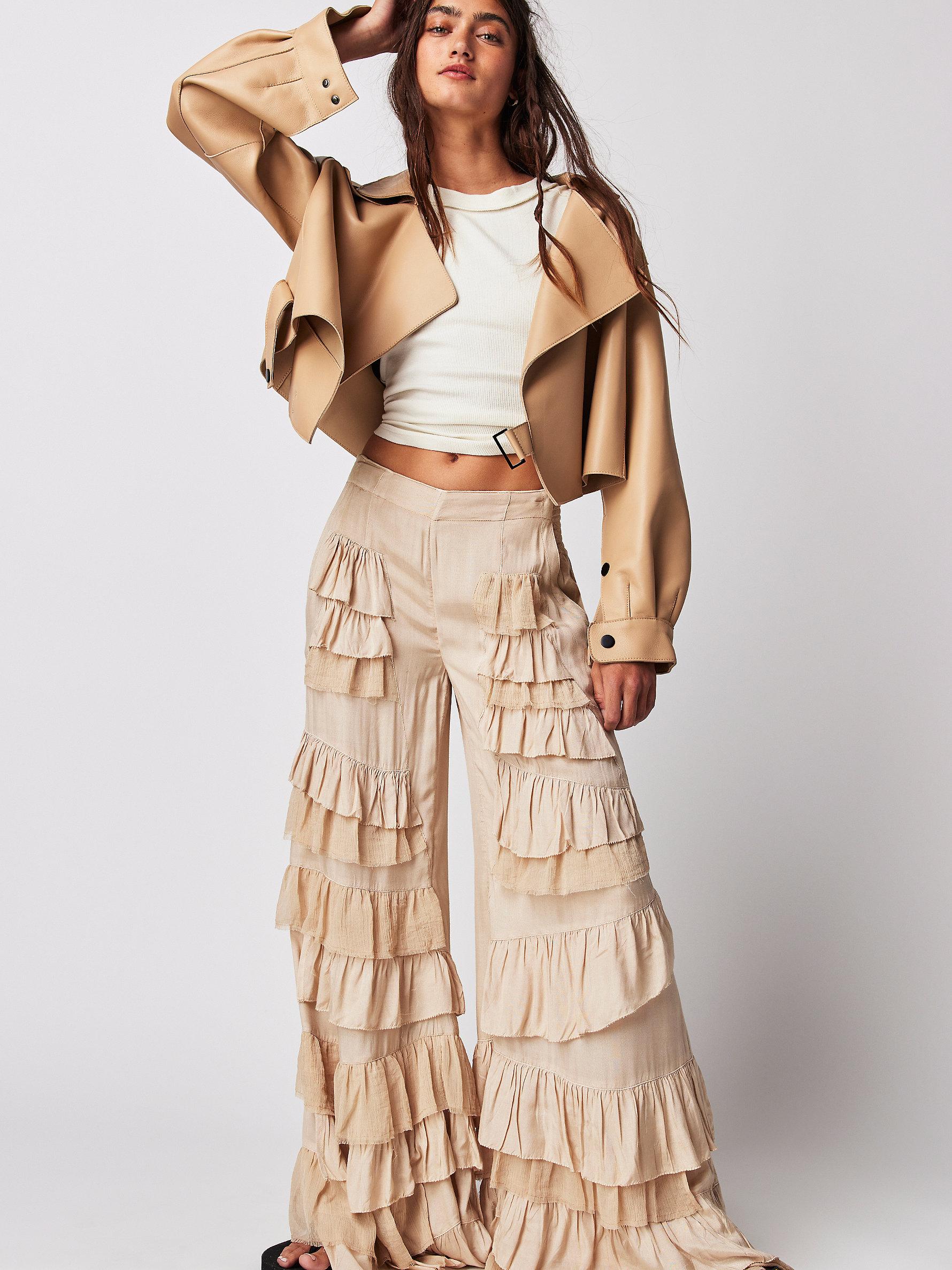 Free People Rock And Frill Pants in Natural | Lyst