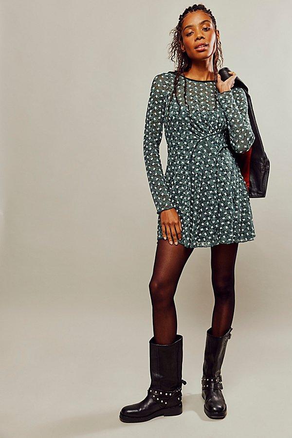 Free People Sheer Delight Mini Dress At In Topiary Combo, Size: Xs | Lyst