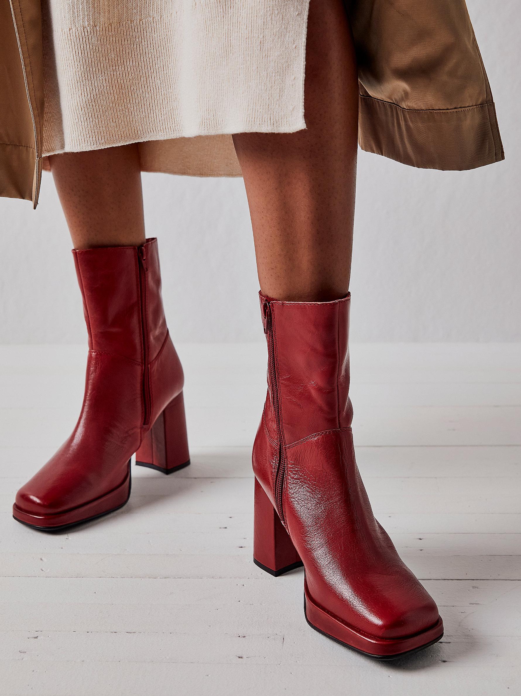 Free People Melody Platform Boots in Red | Lyst