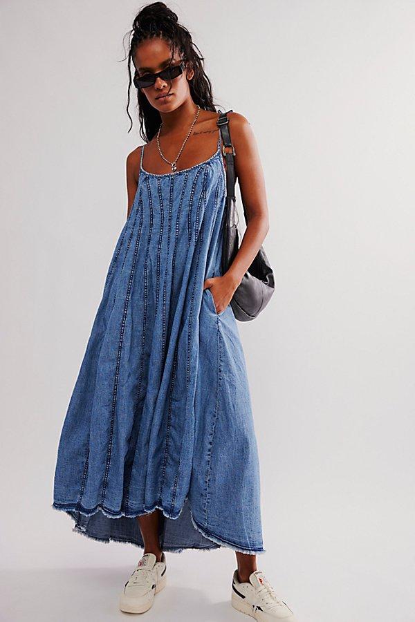 Free People Denim Dreams Midi Dress in Blue | Lyst