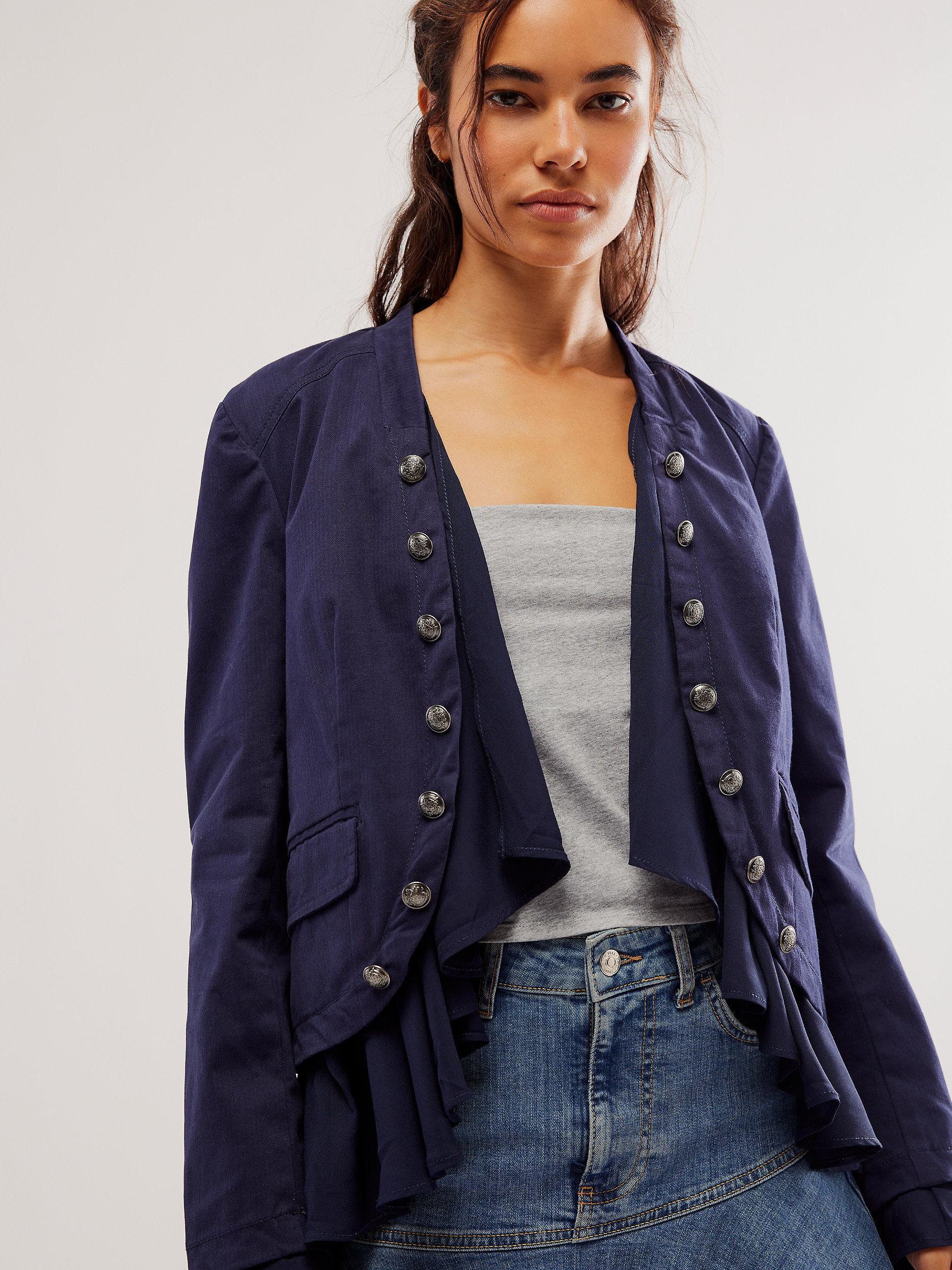 Free People Ruffles Romance Jacket in Blue | Lyst