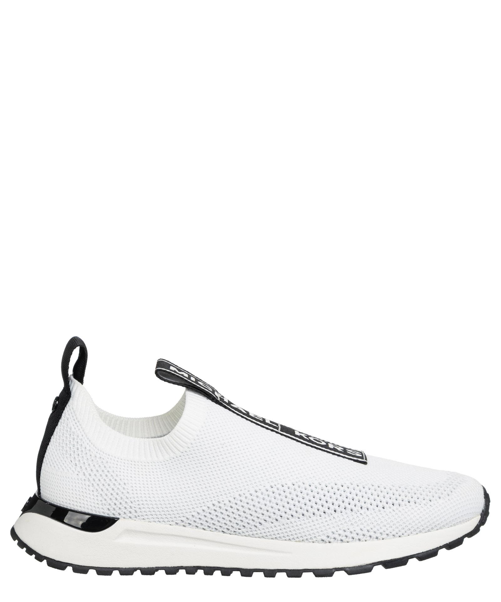 Michael Kors Bodie Logo Embossed Stretch Knit Slip-on Trainer in White ...