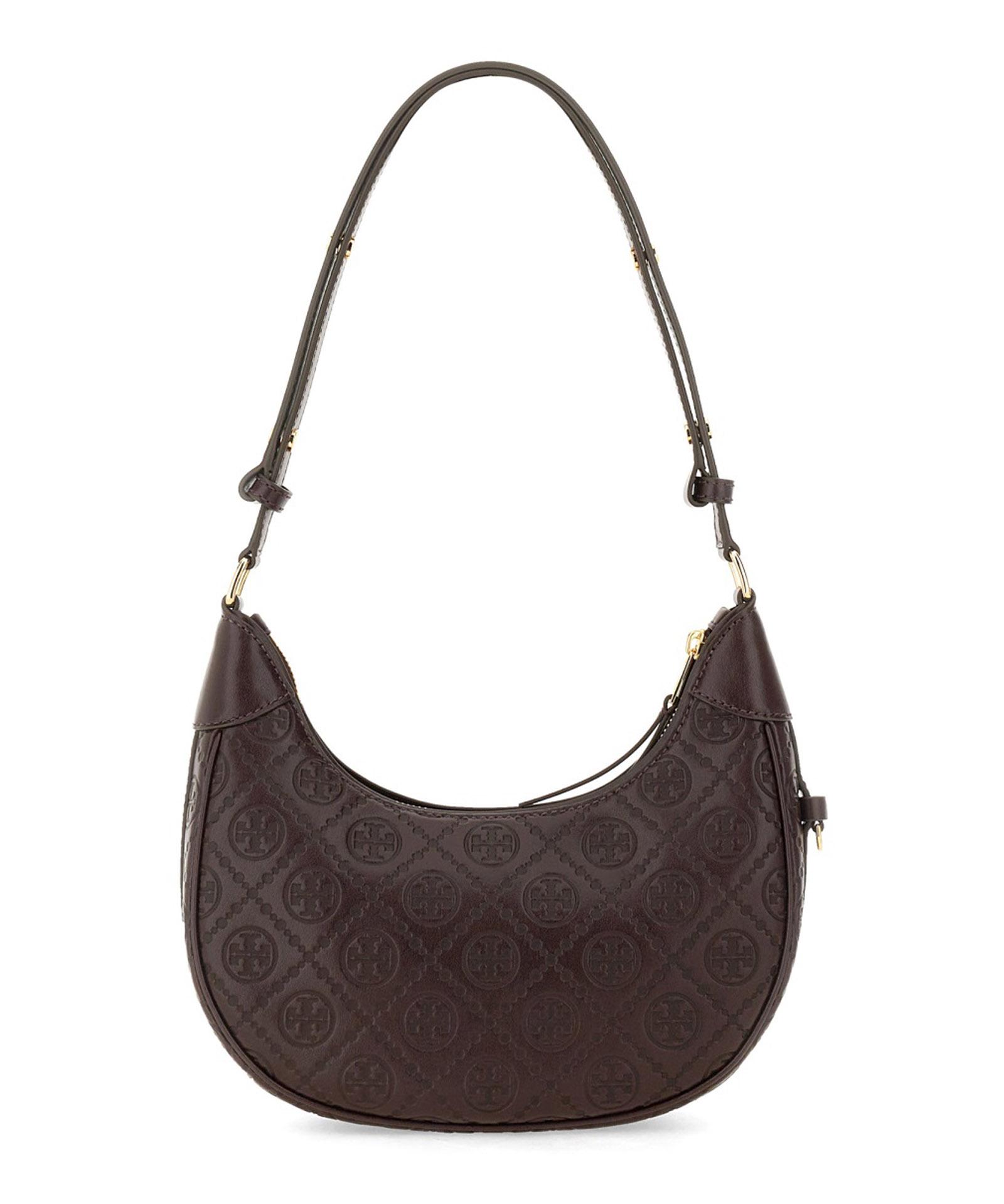 Tory Burch T Monogram Crescent Moon Hobo Bag in Brown | Lyst