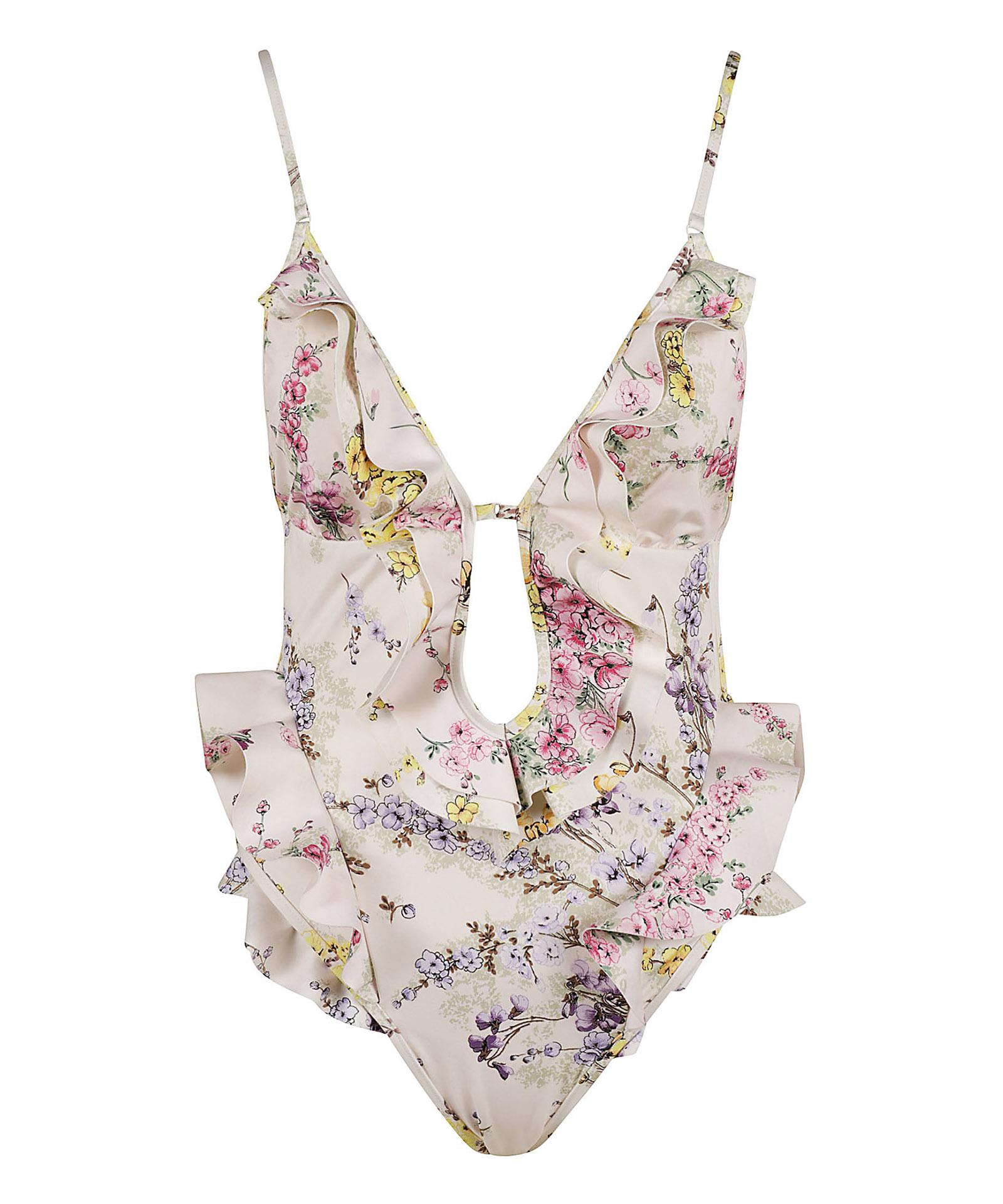 Zimmermann Jude Waterfall Frill Swimsuit In White Lyst