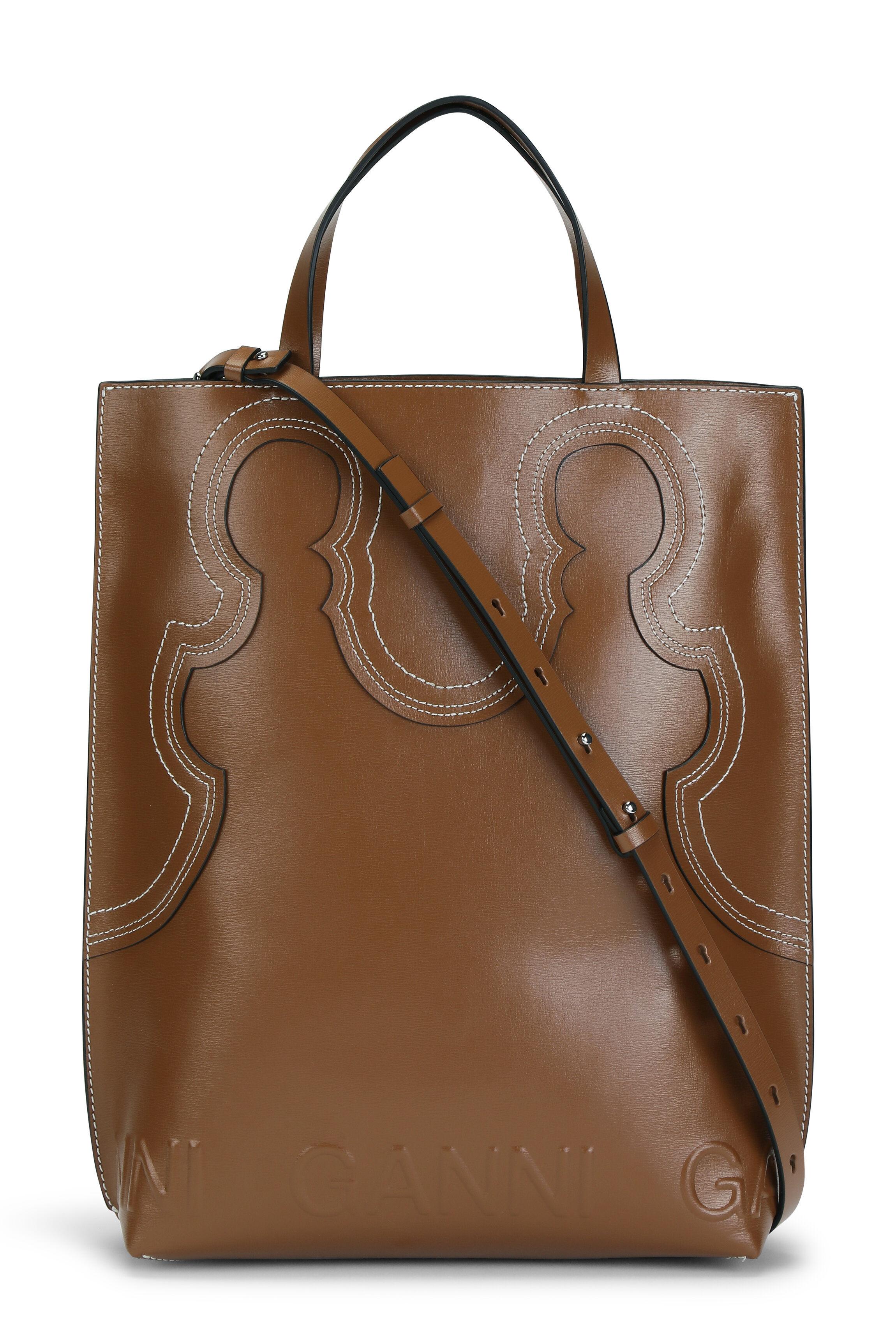 Ganni Banner Western Medium Tote Bag in Brown | Lyst UK