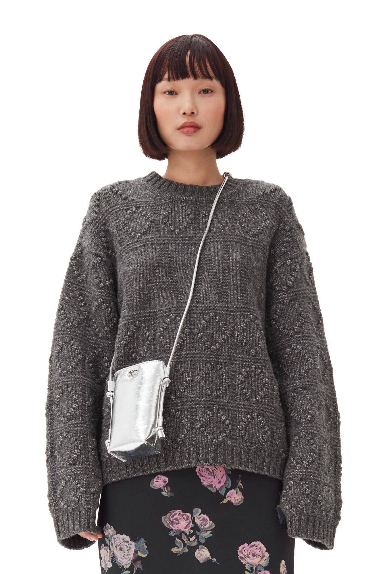 Ganni Metallic Bou Crossbody Bag in Grey | Lyst UK