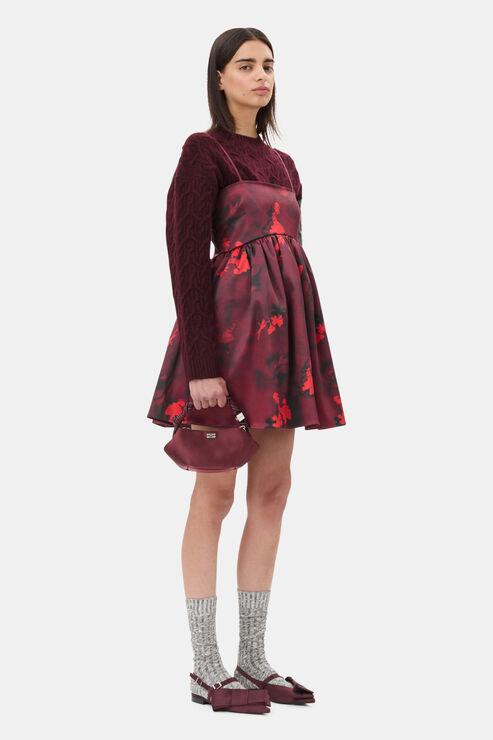 Ganni Satin Mini Bou Bag in Red | Lyst