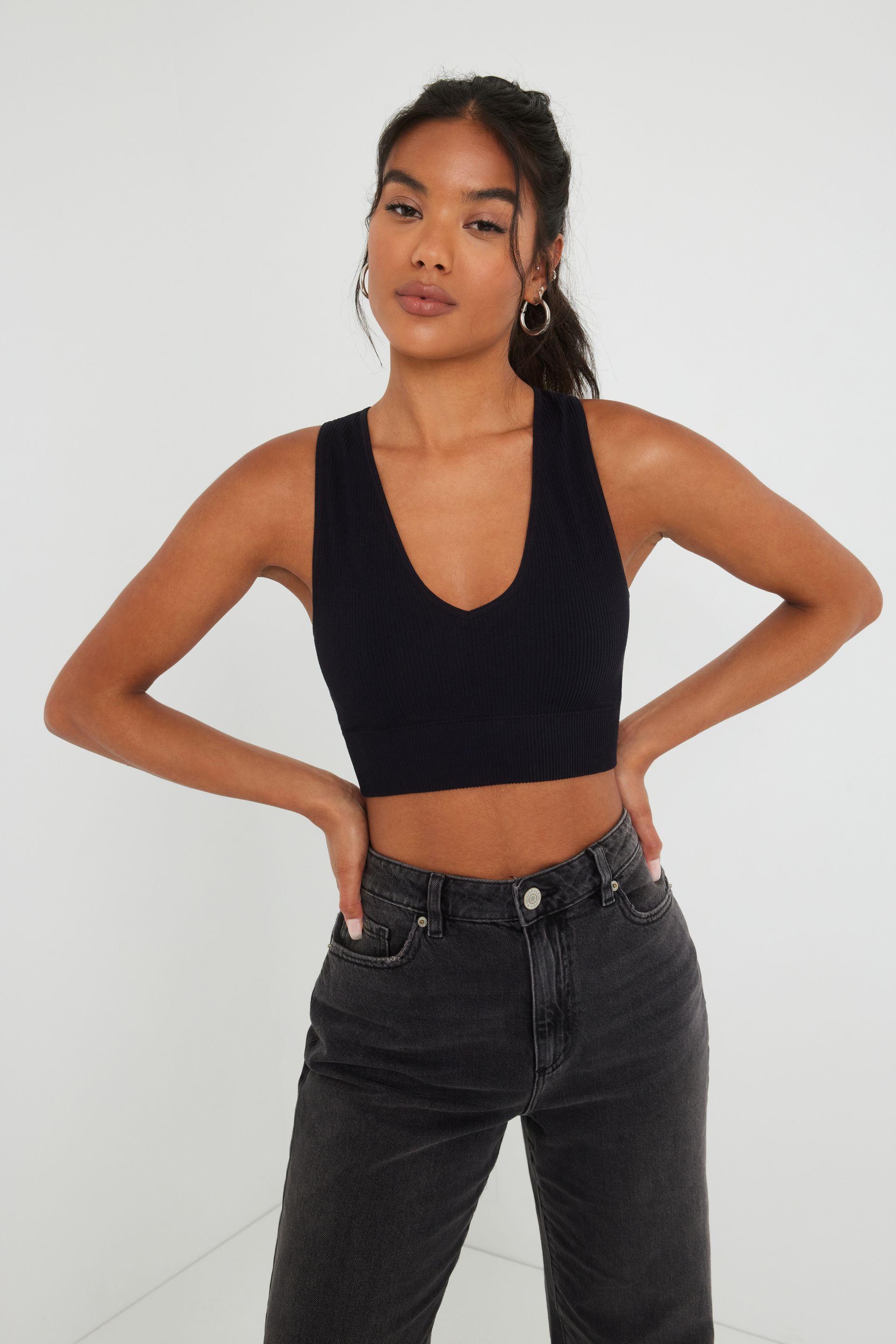 Garage Stella Seamless Plunge Tank Top in Black | Lyst