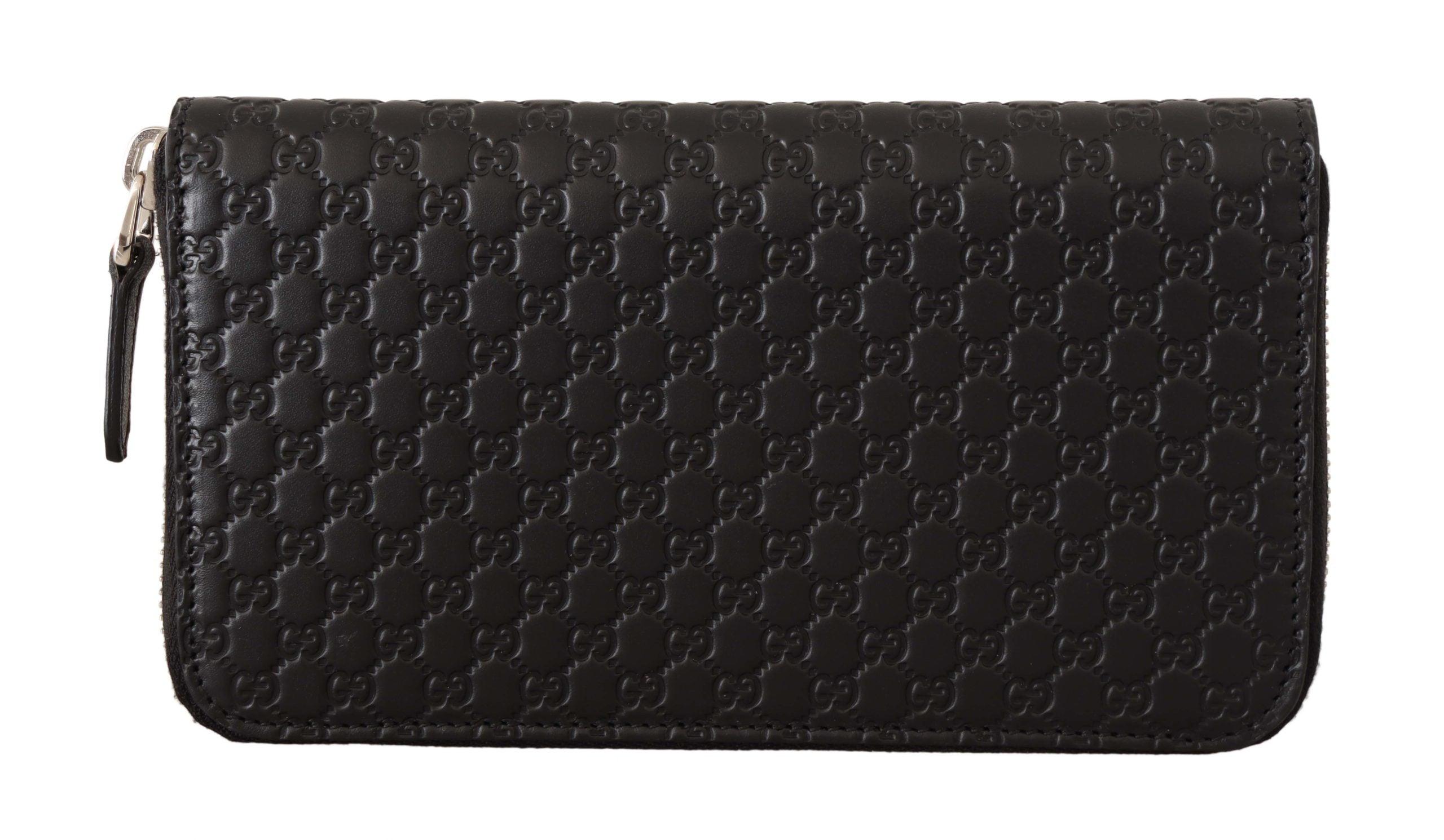 Gucci Black Wallet Microssima Leather Zipper Wallet | Lyst