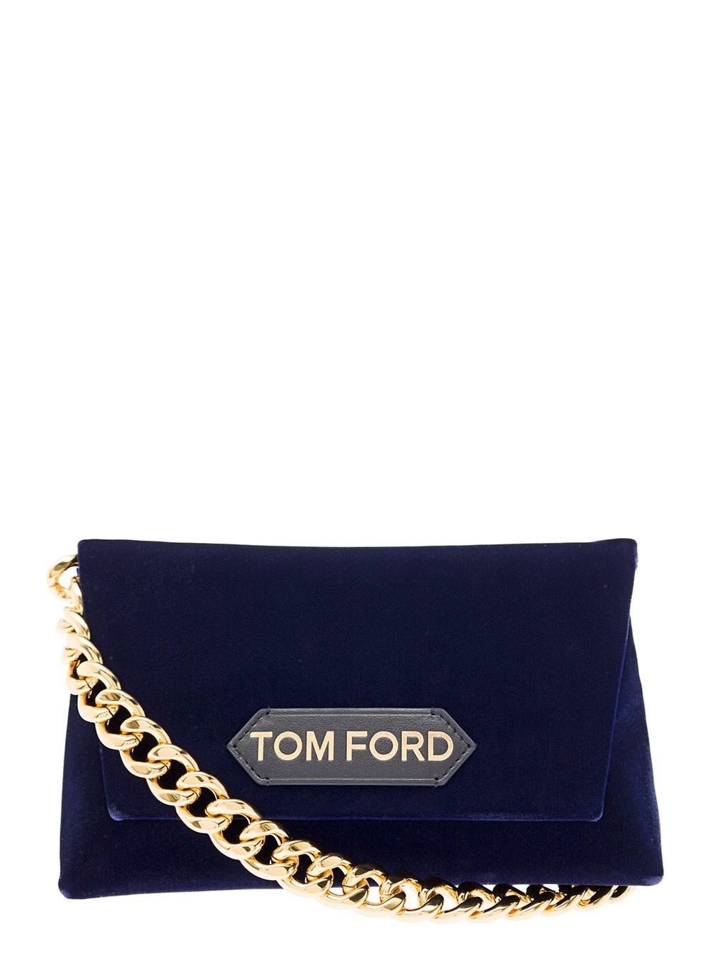 Tom Ford Satin And Smooth Calf Mini Chain Bag in Blue | Lyst