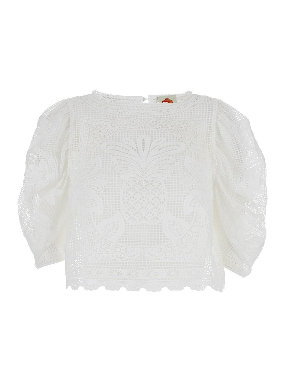 FARM Rio Embroidered Blouse in White | Lyst