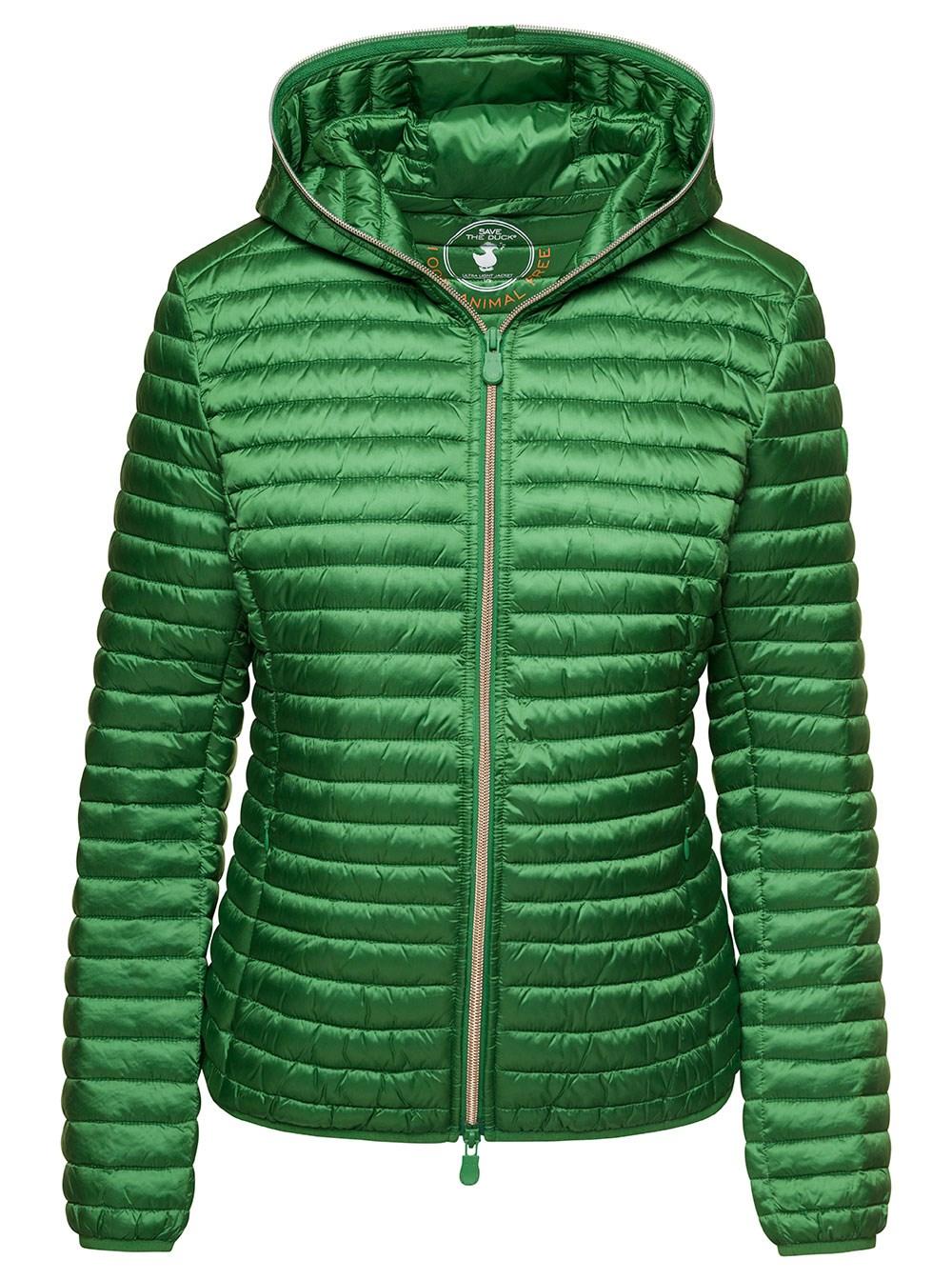 Save The Duck 'alexa' Hooded Down Jacket With Logo Patch In Nylon Woman ... Save The Duck 'alexa' Hooded Down Jacket With Logo Patch In Nylon Woman ...