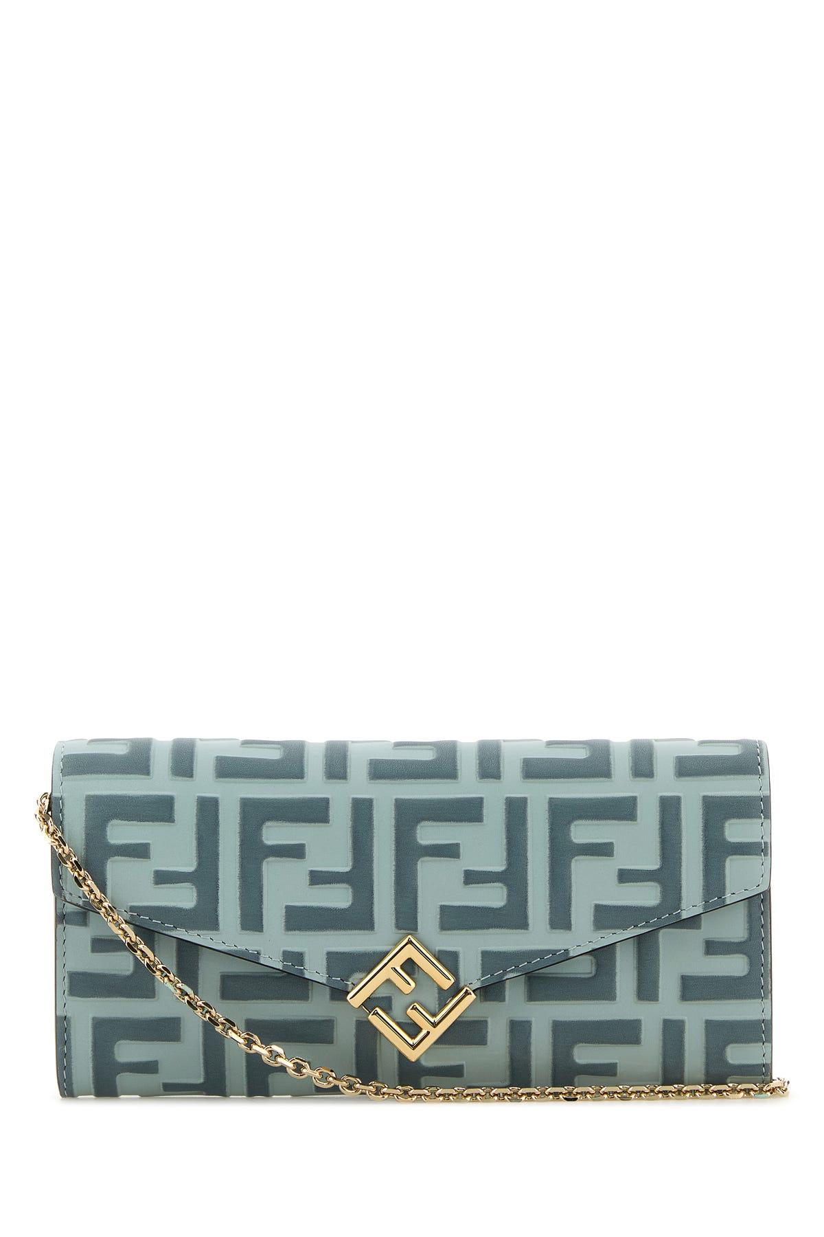 Fendi Mini Bag Logo Vertical Wallet On Chain Velvet in Grey | Lyst UK
