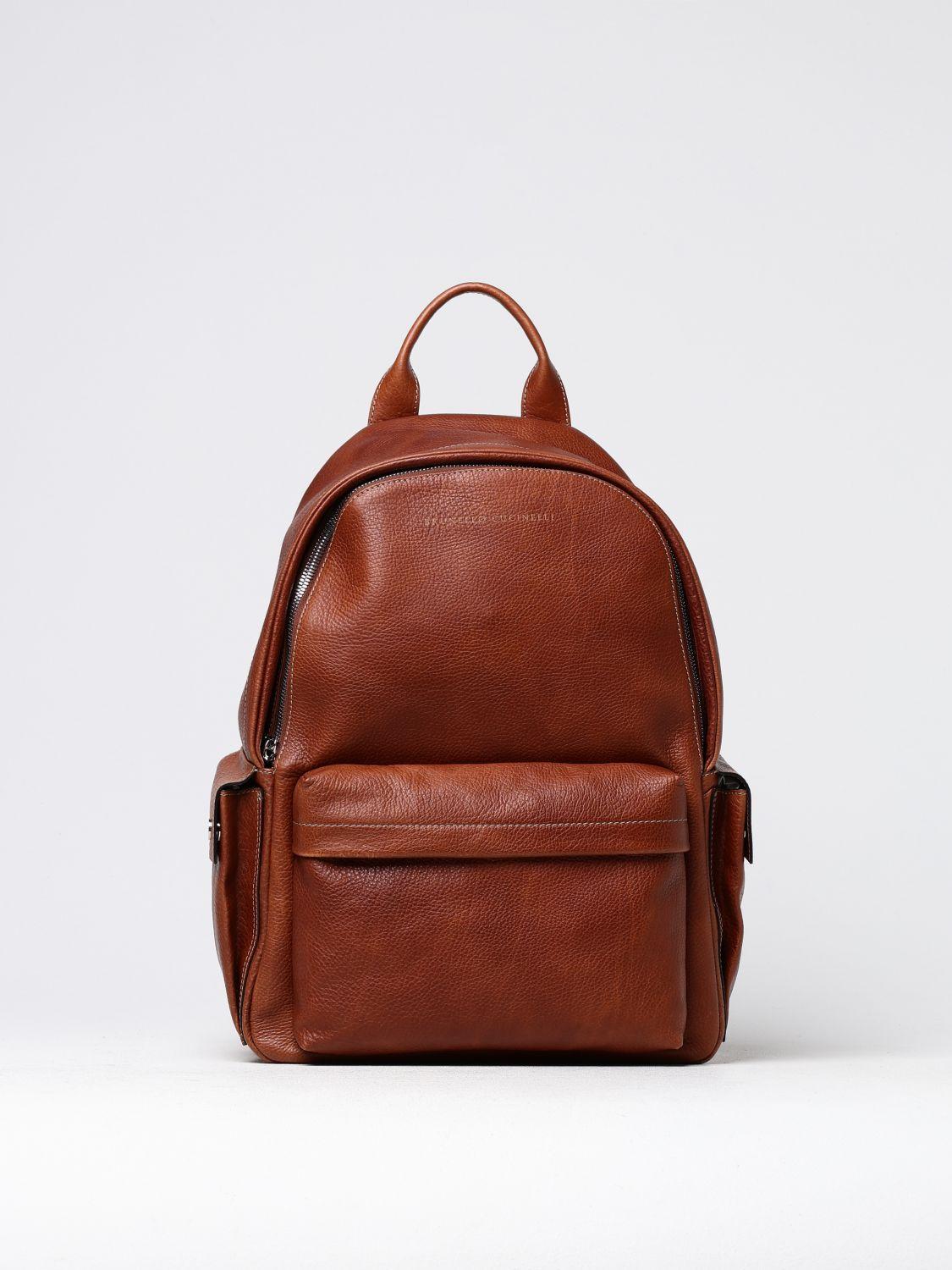 Brunello Cucinelli Leather Backpack Rucksack in Brown for Men | Lyst