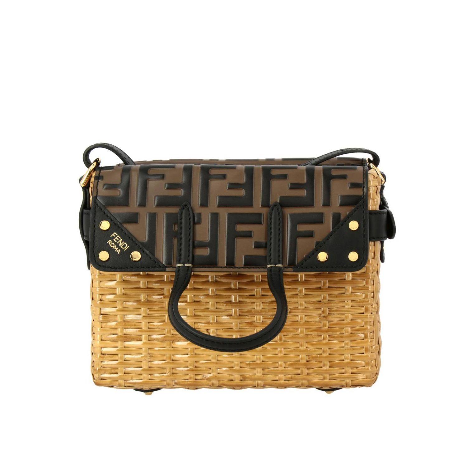 Fendi Flip Mini Wicker Bag With Ff All Over Leather Detail In Black Lyst fendi-flip-mini-wicker-bag-with-ff-all-over-leather-detail-in-black-lyst