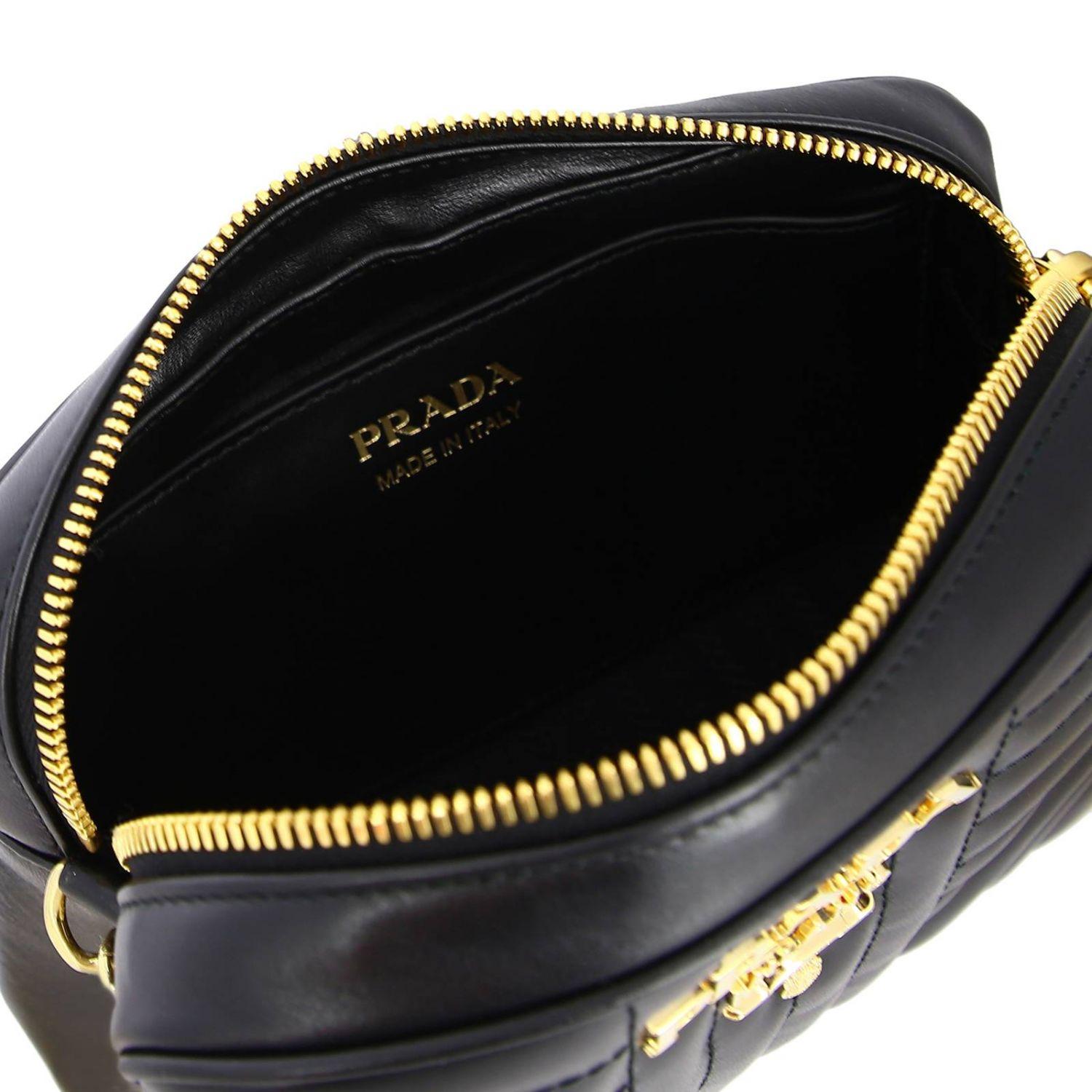 Prada Small Diagramme Camera Bag In Quilted Genuine Soft Leather With ...