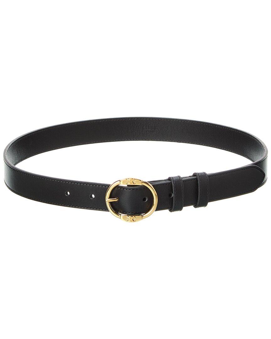 Celine Twin Triomphe Leather Belt in Black | Lyst
