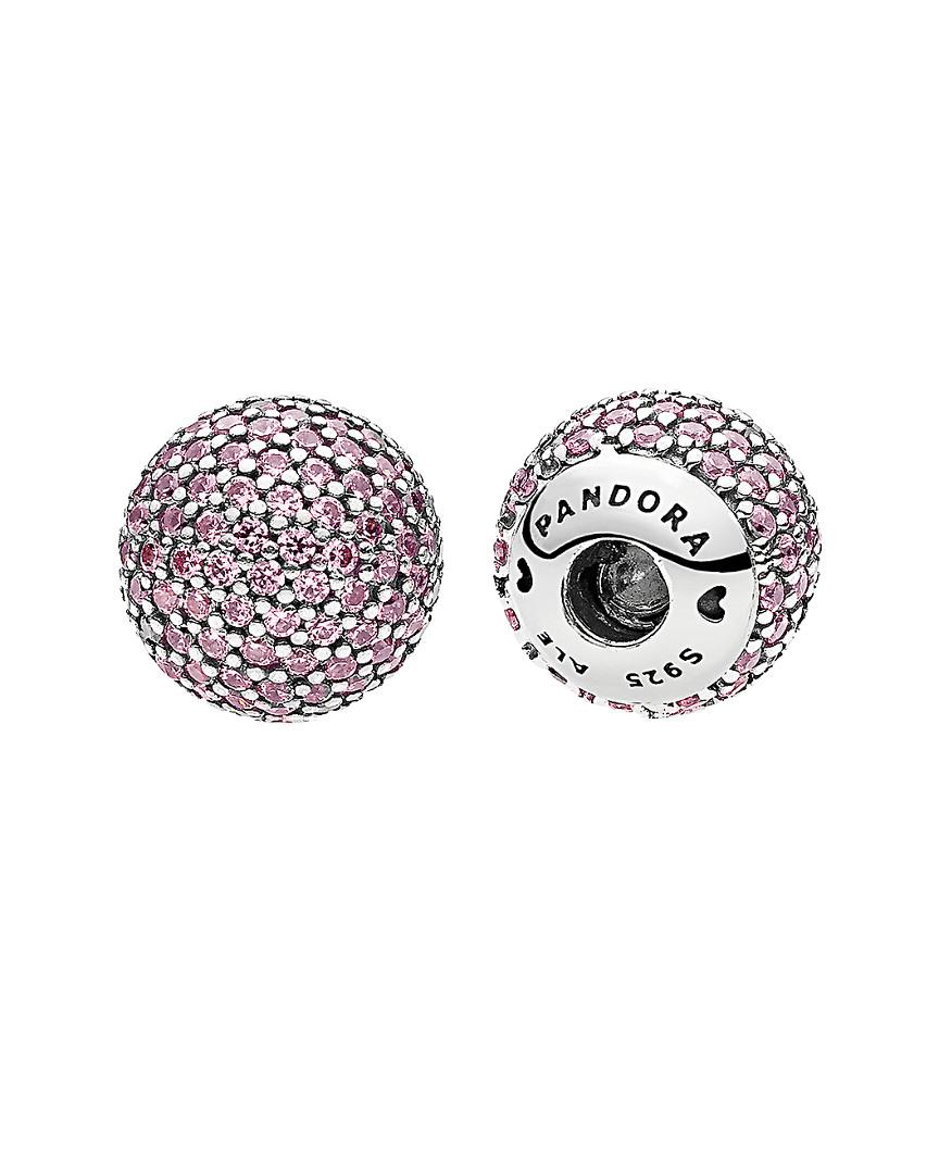 PANDORA Silver & Pink Cz Open Bangle End Caps in Metallic - Lyst
