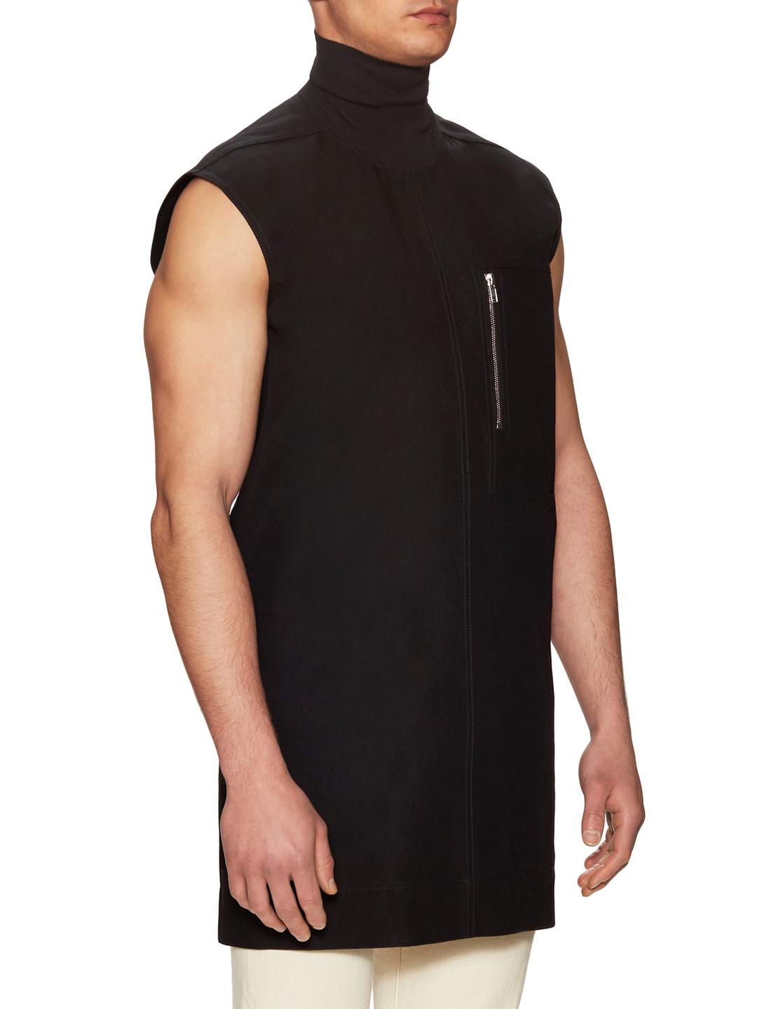 Rick Owens Cotton Turtleneck Zip Back Sleeveless Top In Black For Men