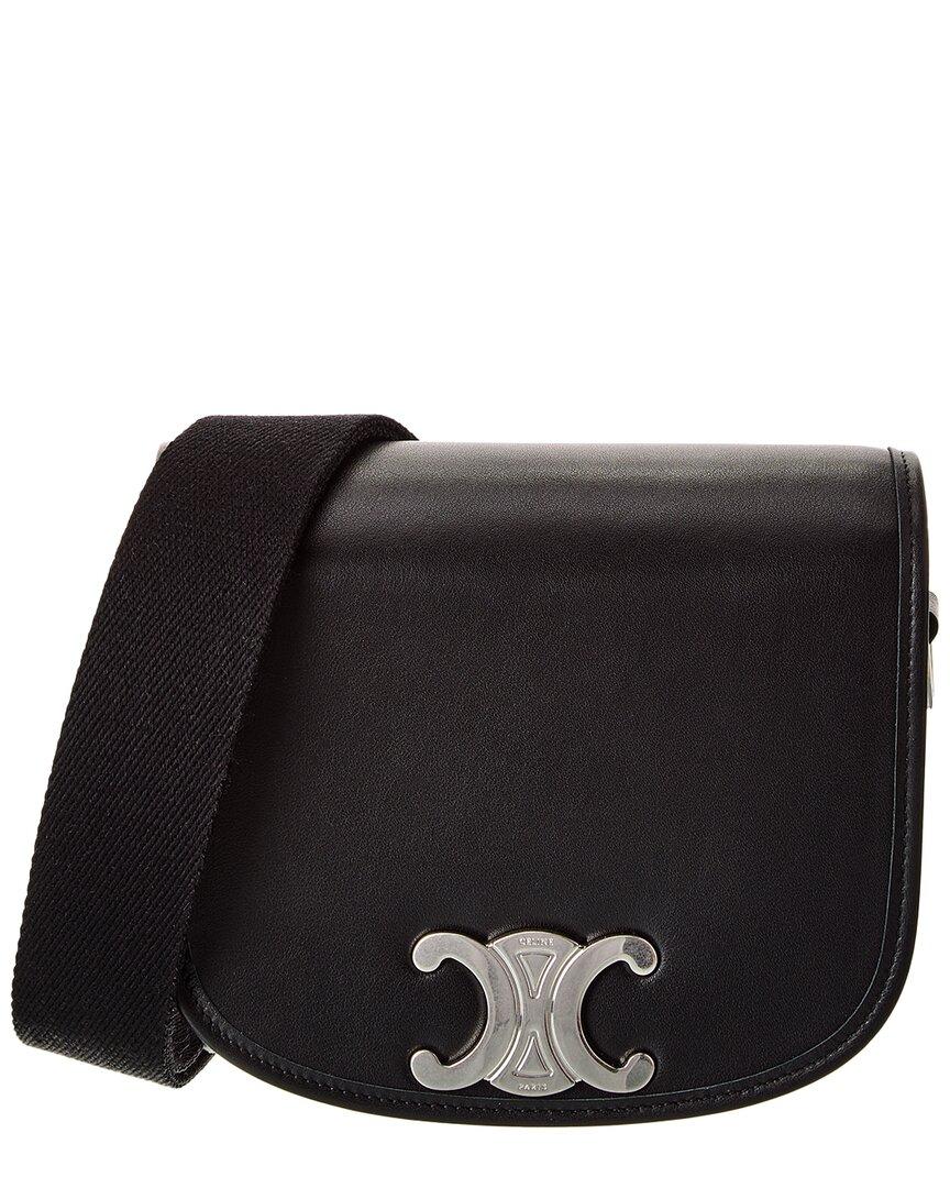 Celine Besace Strap Small Leather Shoulder Bag in Black | Lyst
