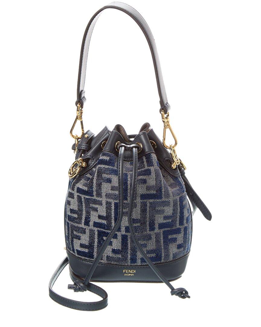 Fendi Mon Tresor Mini Ff Chenille & Leather Bucket Bag in Blue | Lyst UK