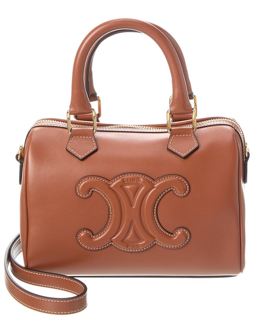 Celine Boston Small Leather Shoulder Bag in Brown | Lyst