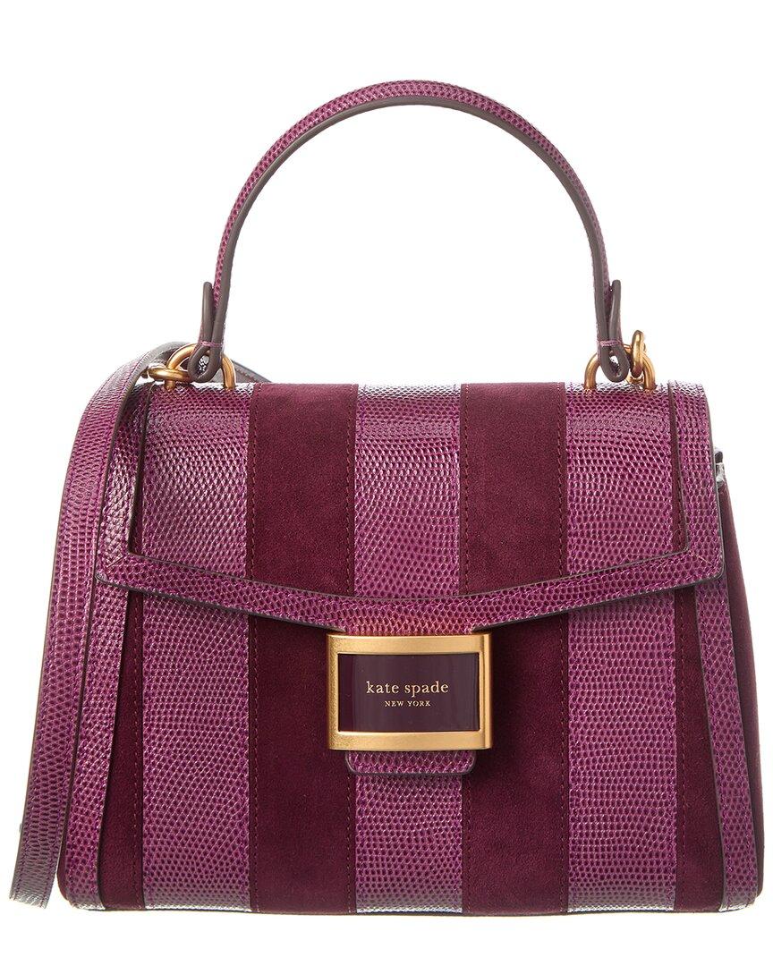 Kate Spade Katy Small Lizard-Embossed Leather Top Handle Bag in Purple ...