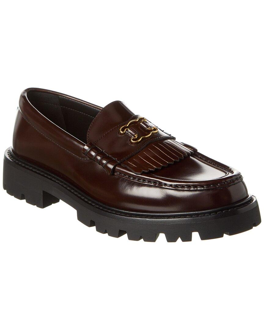 Celine Margaret Leather Loafer in Brown | Lyst
