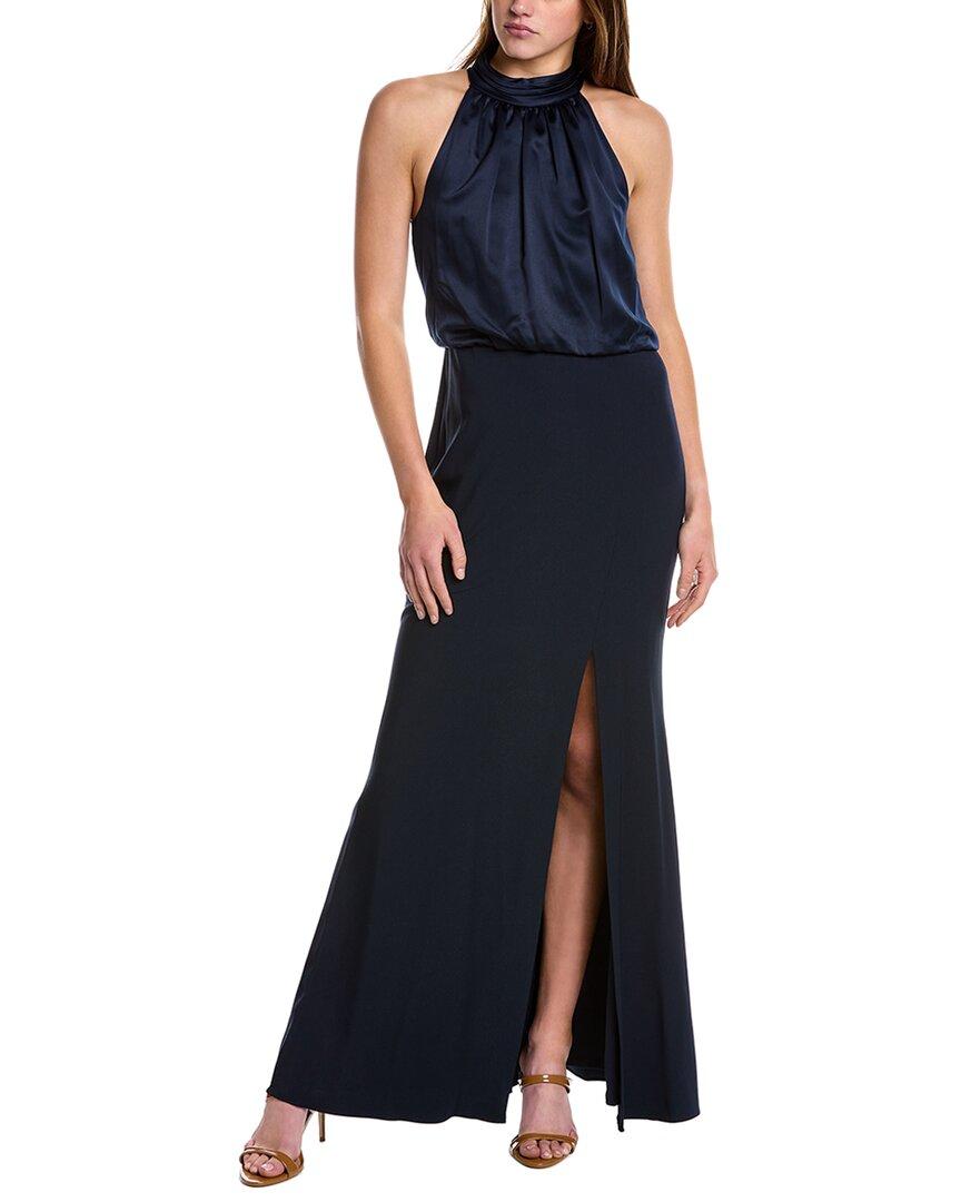Adrianna Papell Halter Mermaid Gown In Blue Lyst Uk